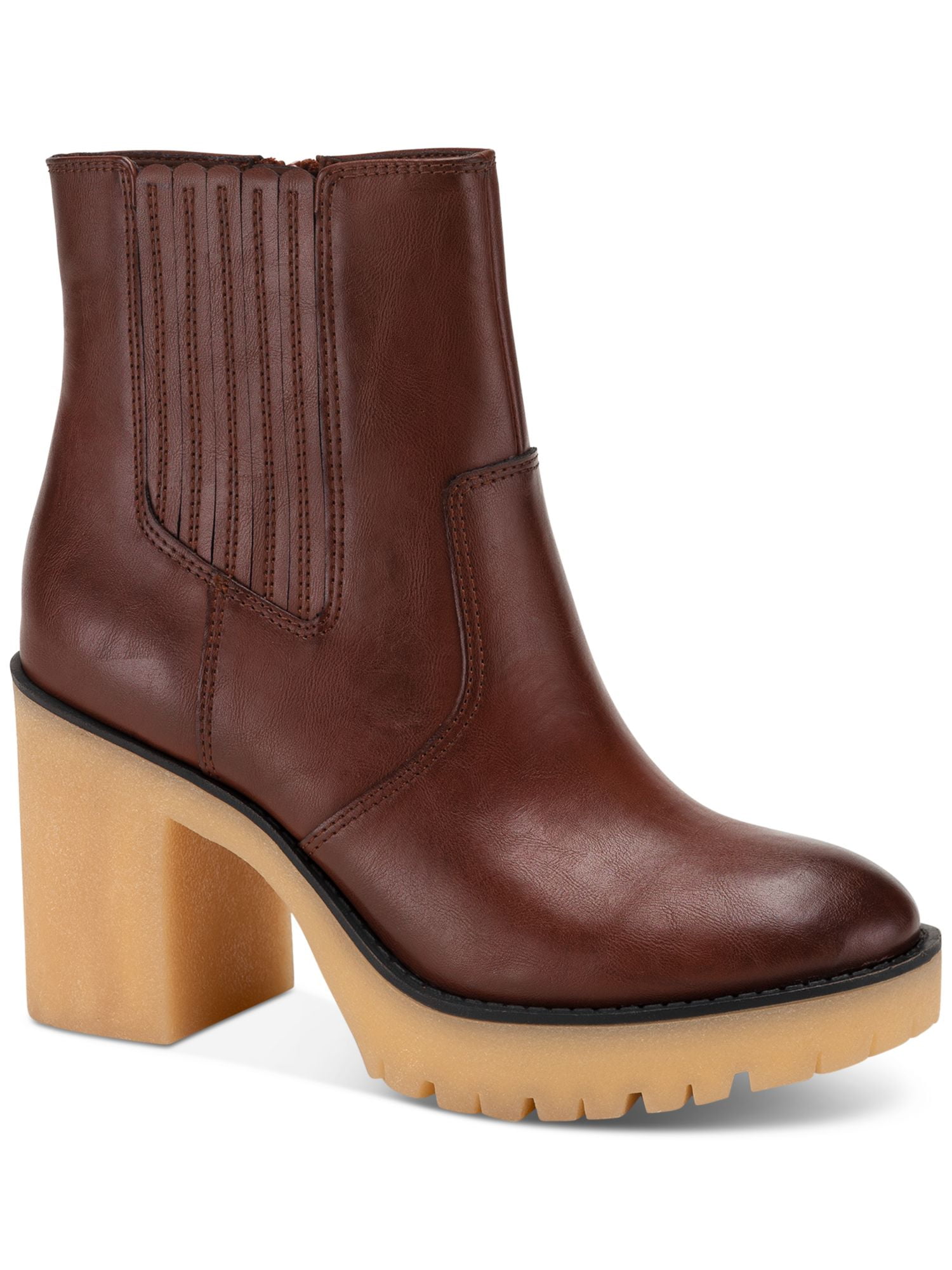 SUN STONE Womens Brown Lug Sole 1" Platform Goring Cushioned Lennii ...