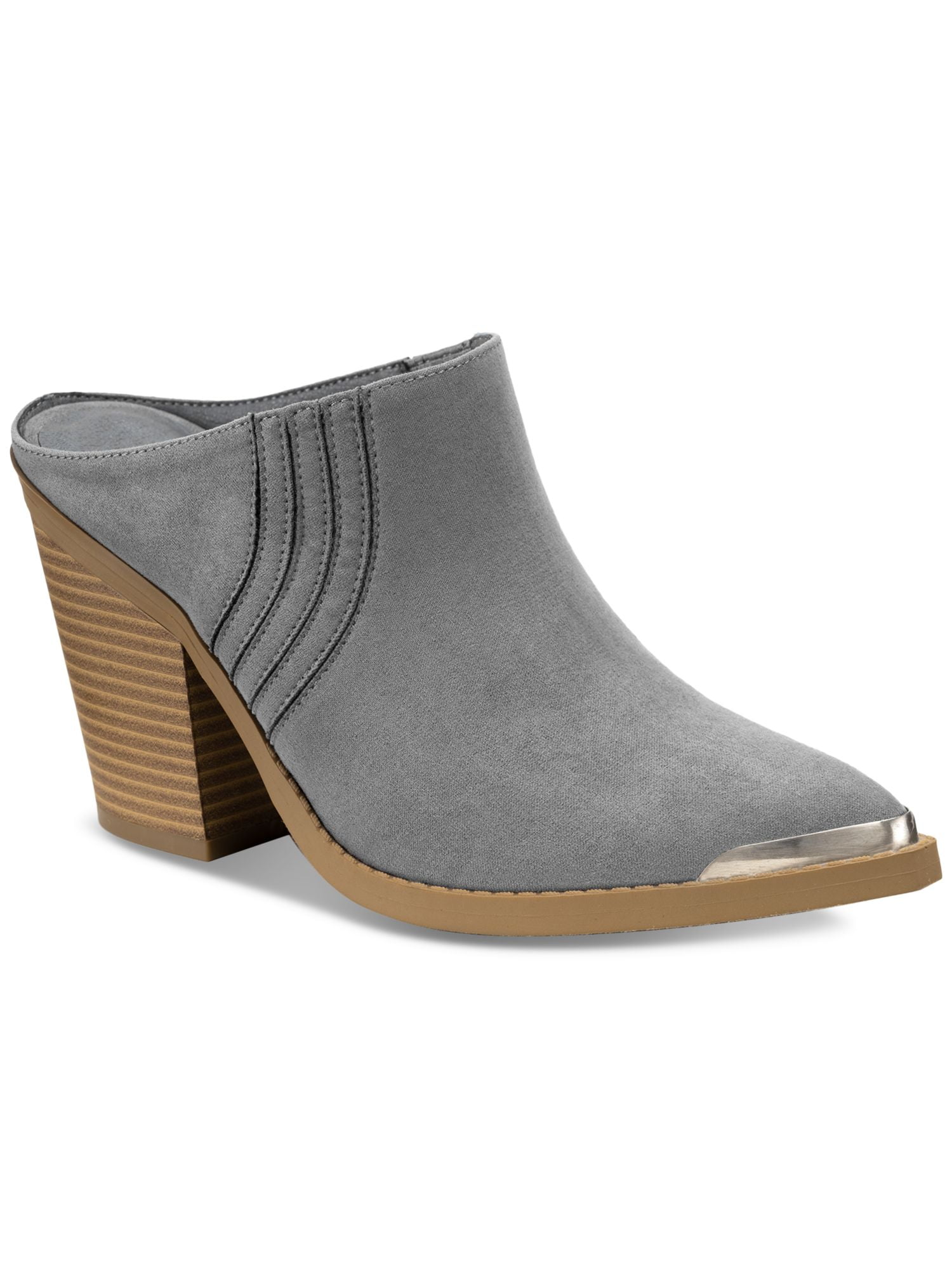 SUN STONE Womens Gray Goring Padded Deyzaa Pointed Toe Block Heel Slip ...
