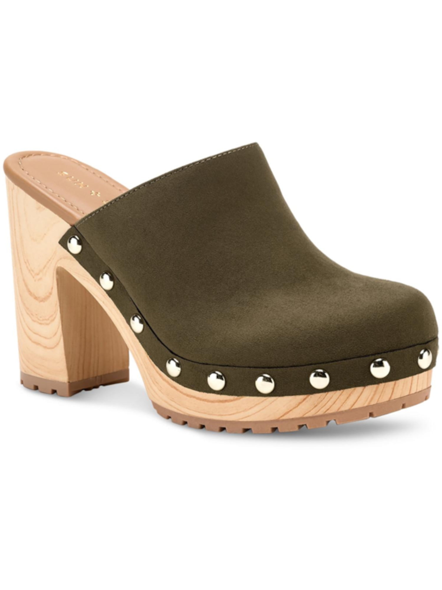 SUN STONE Womens Green 1" Platform Goring Studded Padded Taanya Round ...
