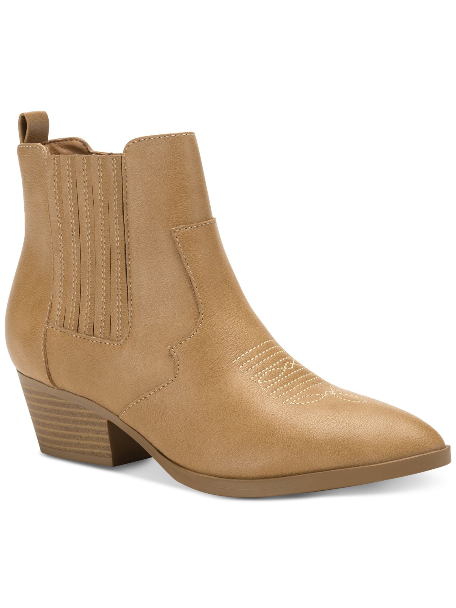 SUN STONE Womens Tan Brown Goring Cushioned Grangerr Pointed Toe Block ...