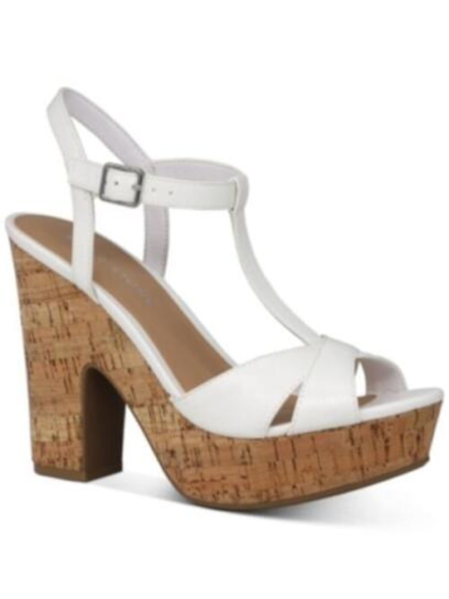 SUN STONE Womens White 1" Platform Cushioned Slip Resistant Jamie Round ...