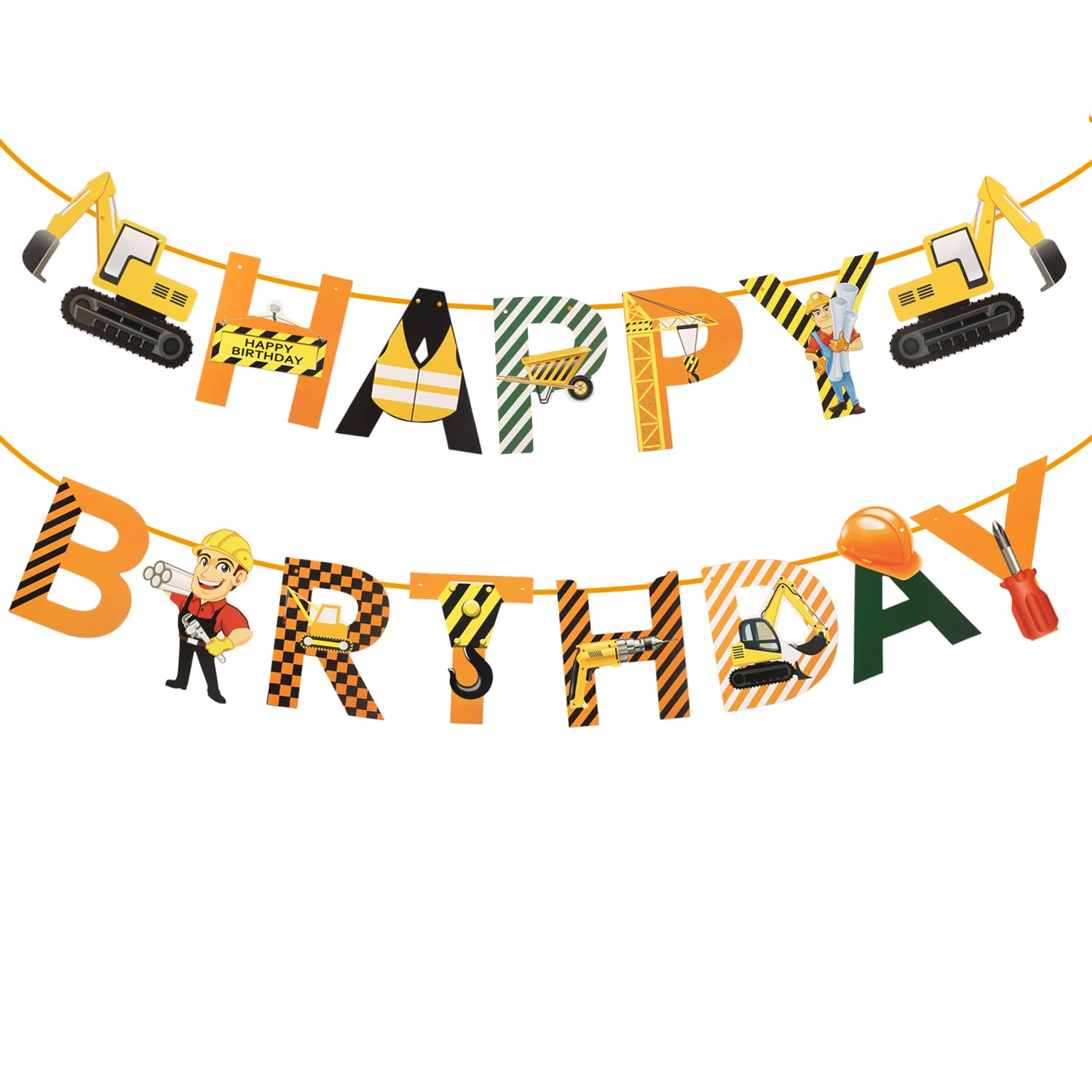 SUNAI Construction Birthday Party Supplies - Construction Themed Party Banner - Perfect for ...
