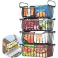 SUNALLY Freezer Organizer Bins 4 Pack Stackable Wire Baskets with ...