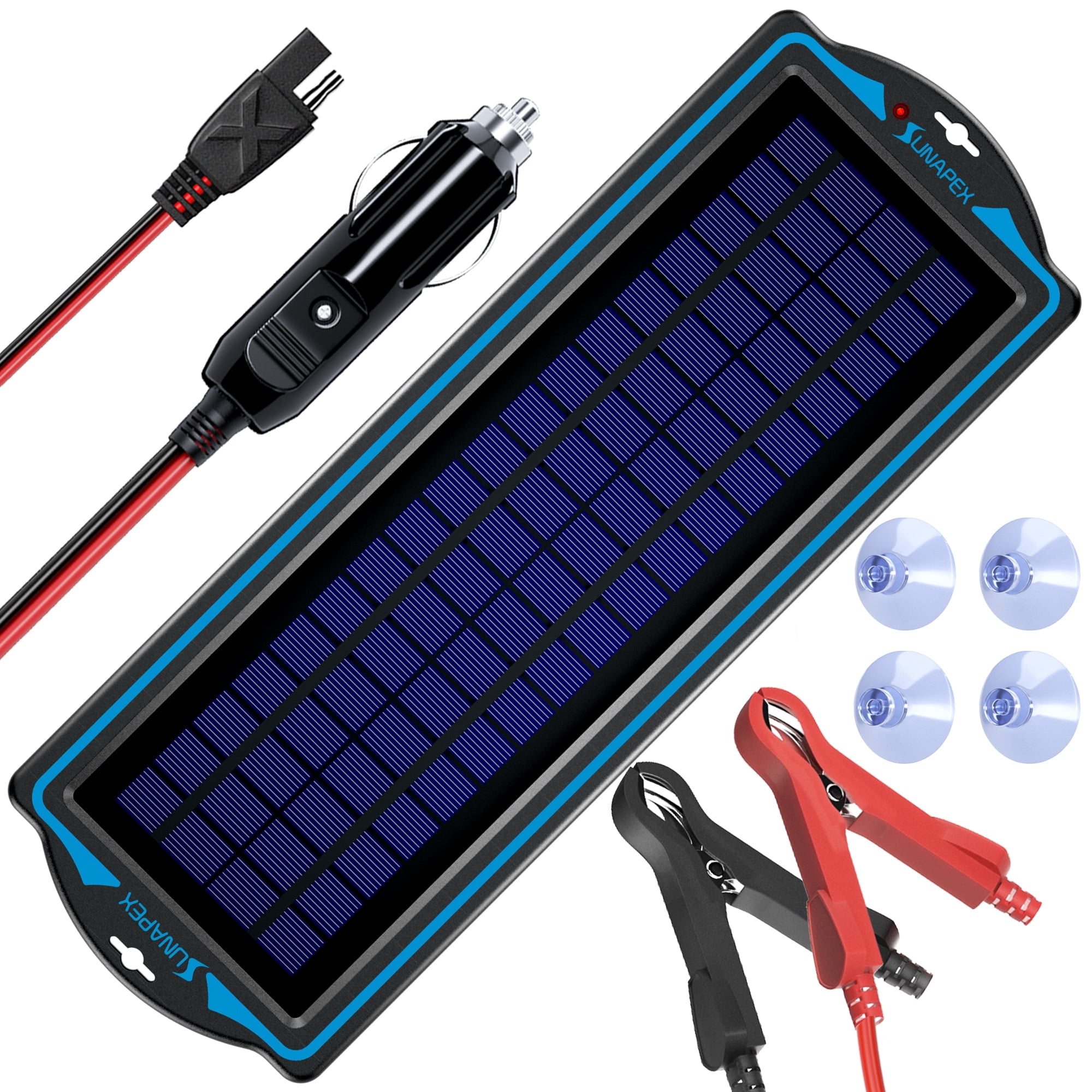 SUNAPEX 12V Solar Battery Charger, Waterproof 5W Maintainer for Car ...