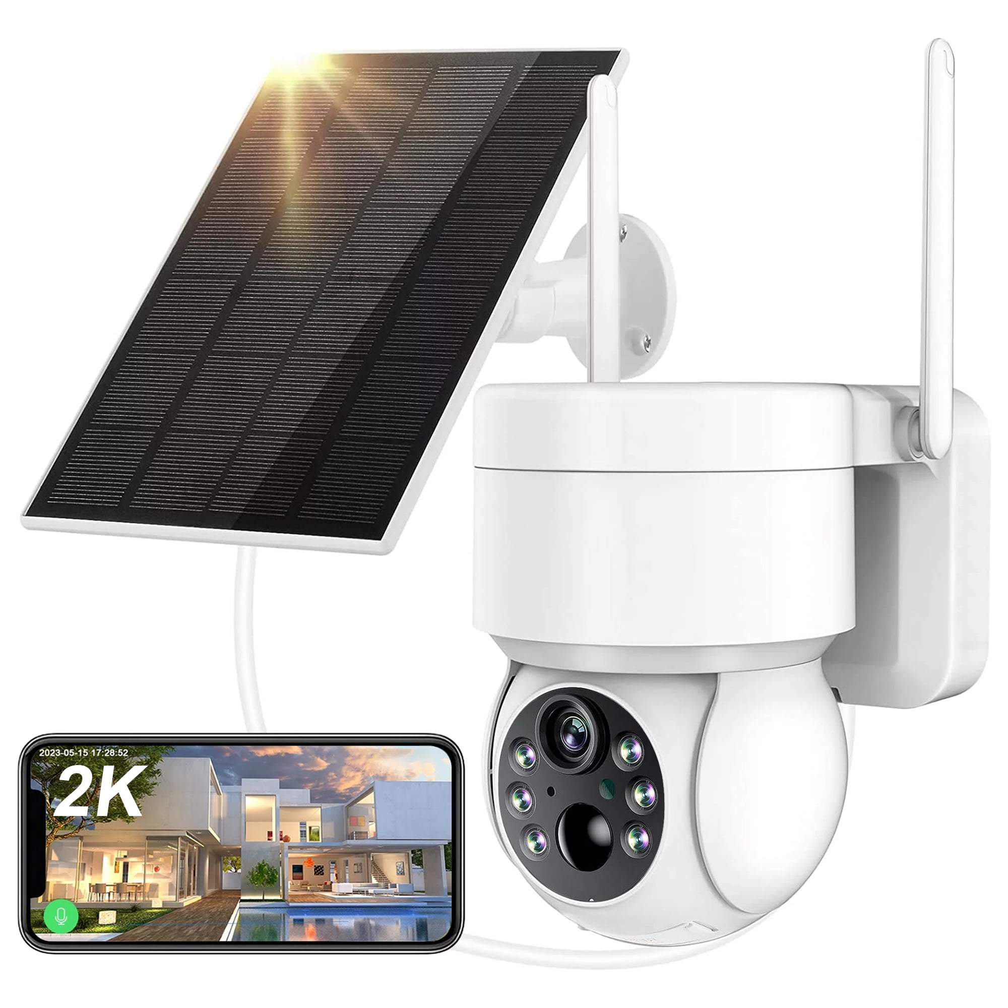 SUNBAT Solar Security Camera Wireless Wifi, 2K 4MP Color Night Vision & 2-Way Audio,Home ...