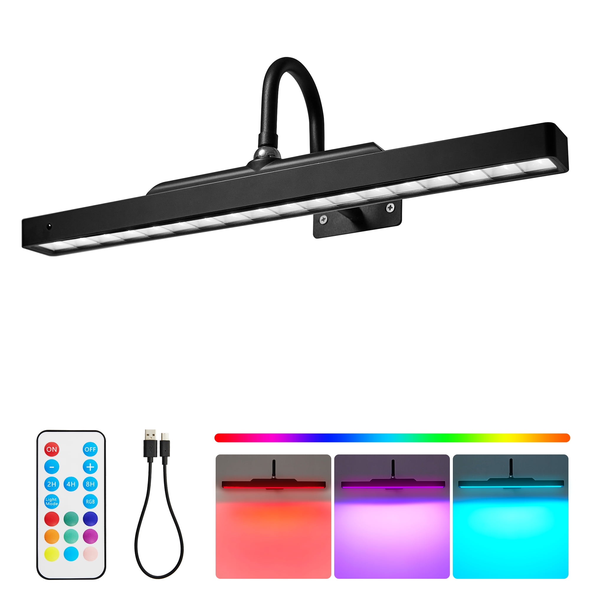 SUNBEAK Wireless Picture Light, Dimmable Art Lighting, 9 RGB Colors ...