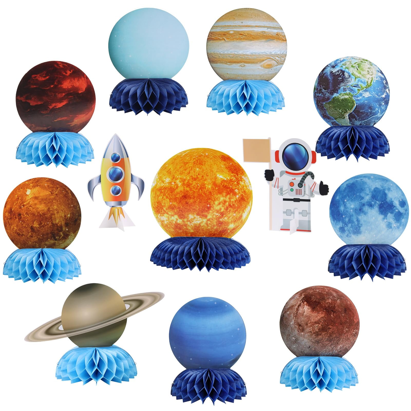 SUNBEAUTY 12 PCS Solar System Theme Honeycomb Centerpieces for Table ...