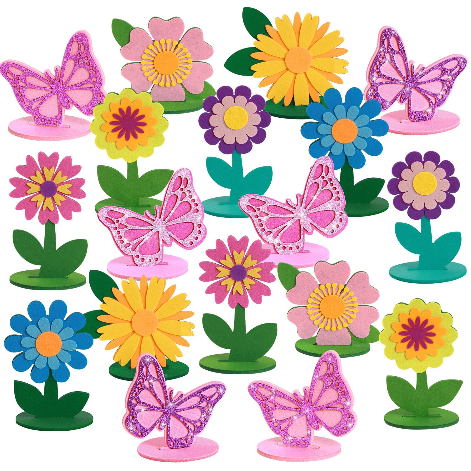 SUNBEAUTY 18 PCS Flower STF9 Butterfly Felt Centerpieces for Tables ...