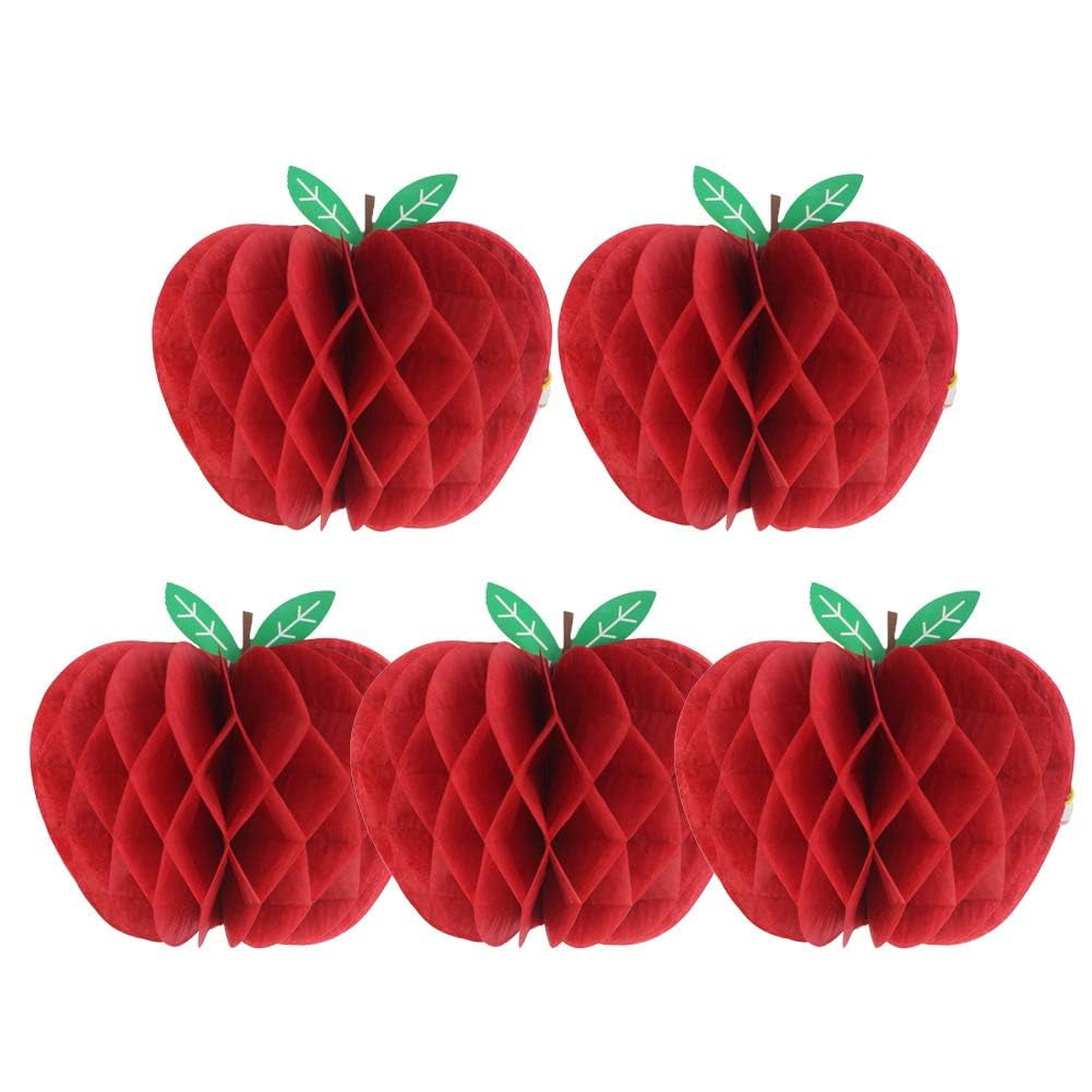 SUNBEAUTY 5 Pcs Red MMF7 Apple Shaped Paper Honeycomb Paper Apple ...
