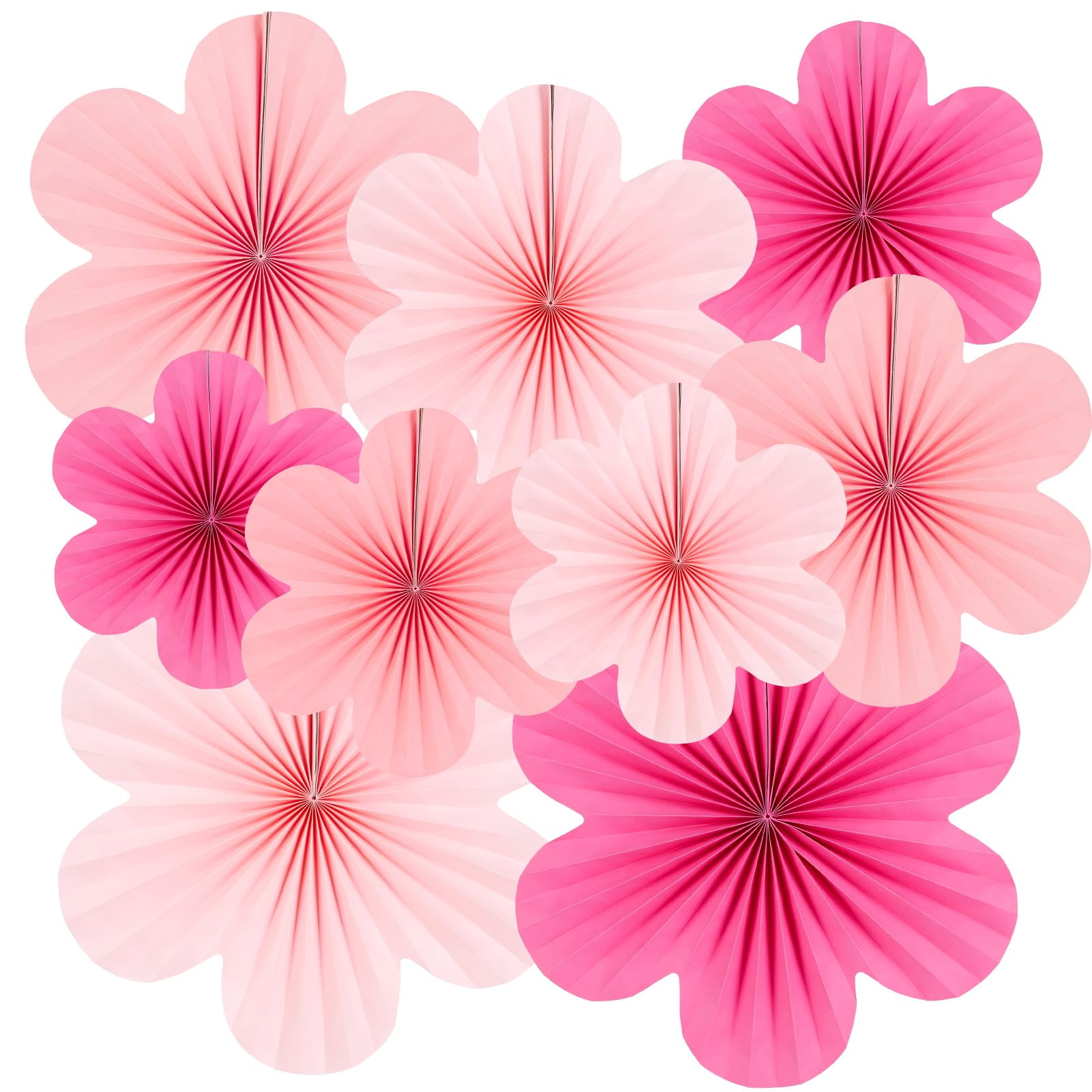 SUNBEAUTY Paper Decoration, SCH4 Set of 9 - Hot Pink Flower Hanging ...