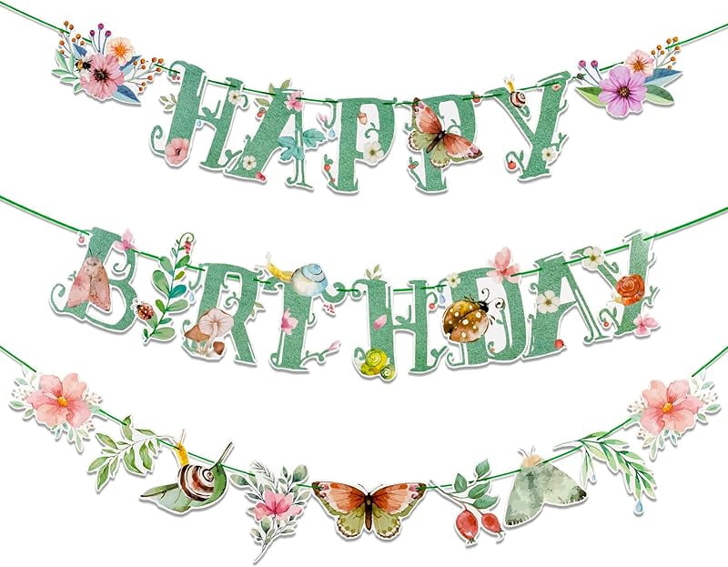 SUNBEAUTY Sage Green Spring Happy Birthday Banner Green Spring ...