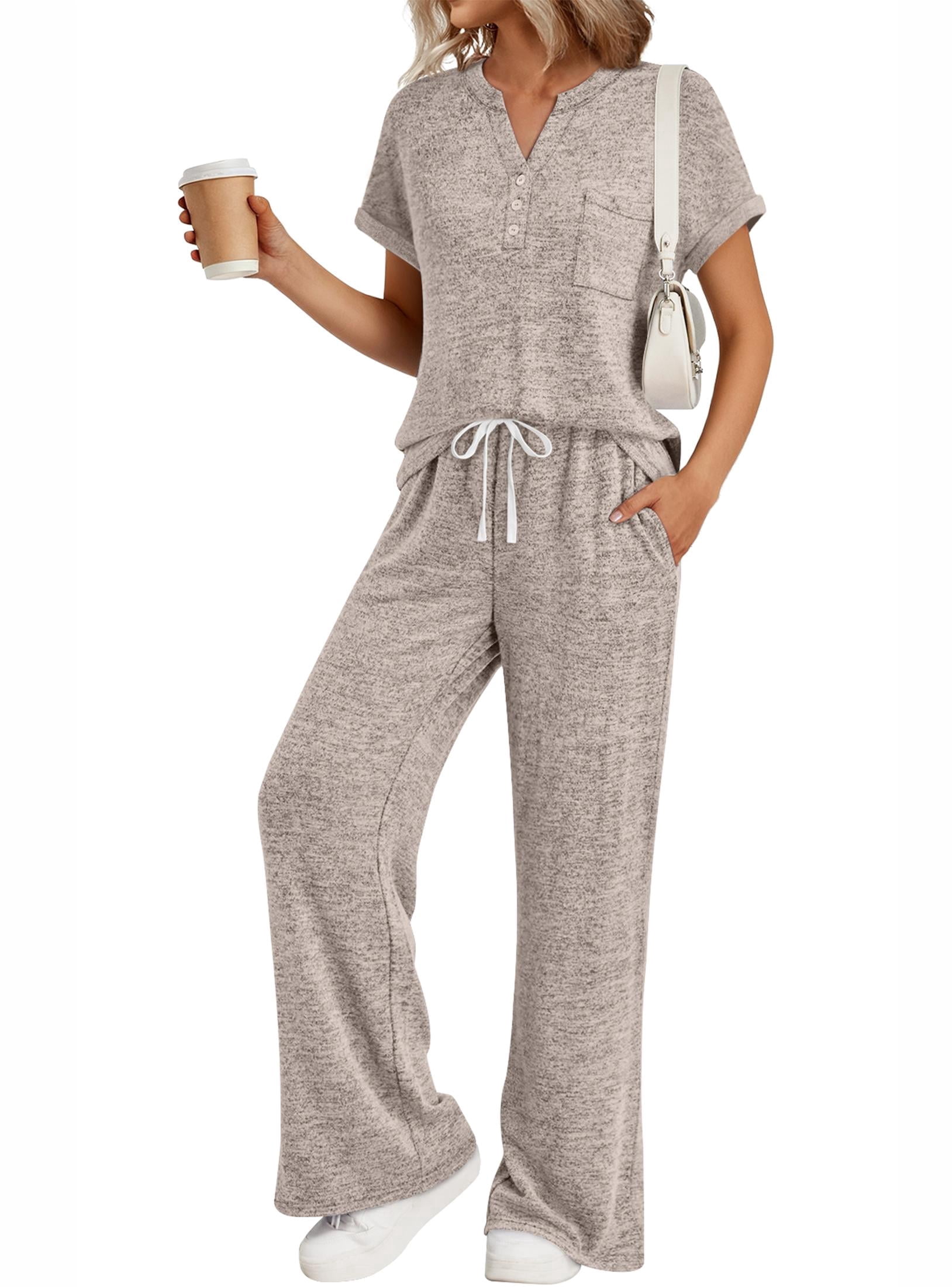 SUNBS Lounge Sets for Women 2 Piece Summer Henley Sweatsuit Travel ...