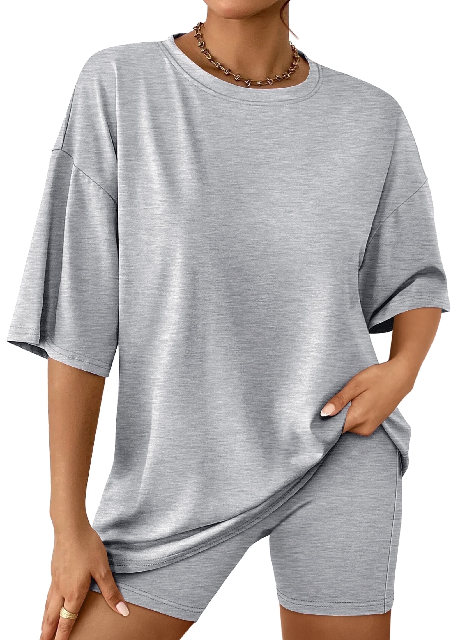 SUNBS 2 Piece Outfit for Women Lounge Sets Oversized Tshirts Matching ...