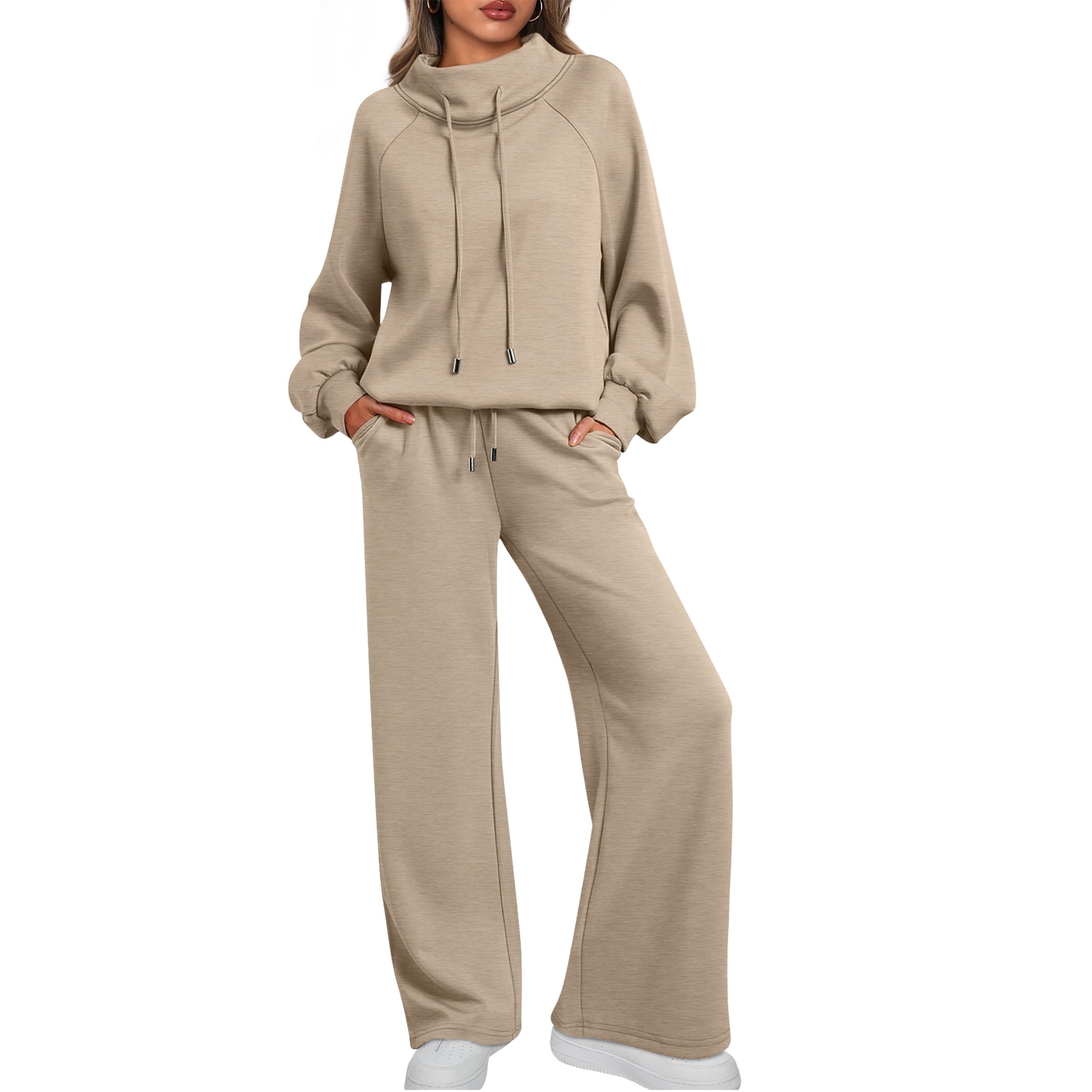 SUNBS 2 Piece Outfits Women Sweatsuits Drawstring Sweatshirt Lounge ...
