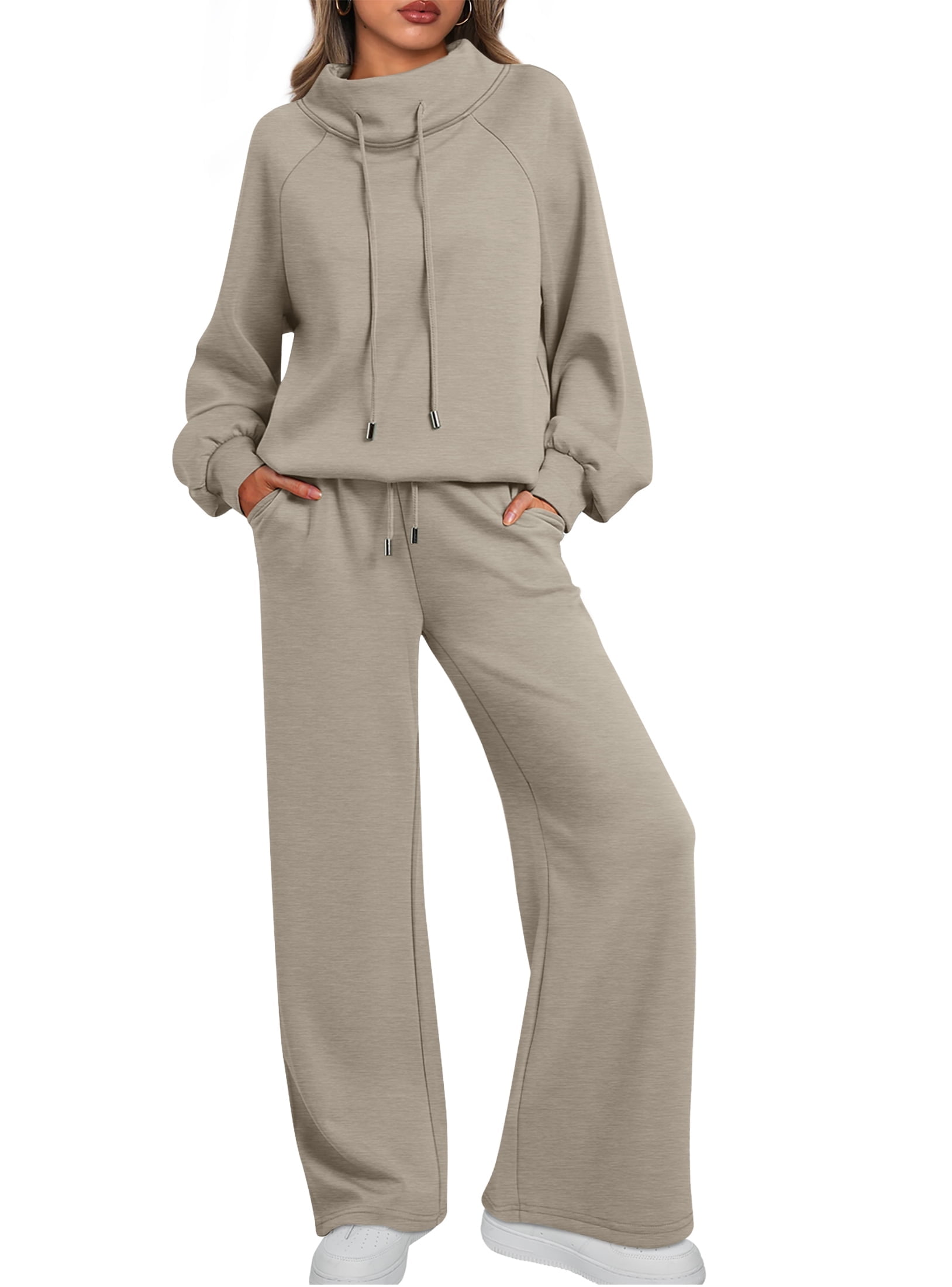 SUNBS 2 Piece Outfits Women Sweatsuits Drawstring Sweatshirt Lounge ...