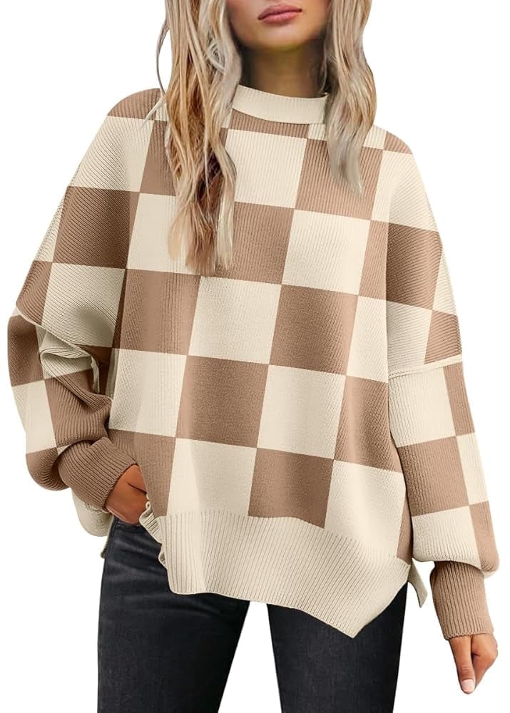 SUNBS Oversized Sweater for Women Winter Crewneck Long Sleeve Pullover ...