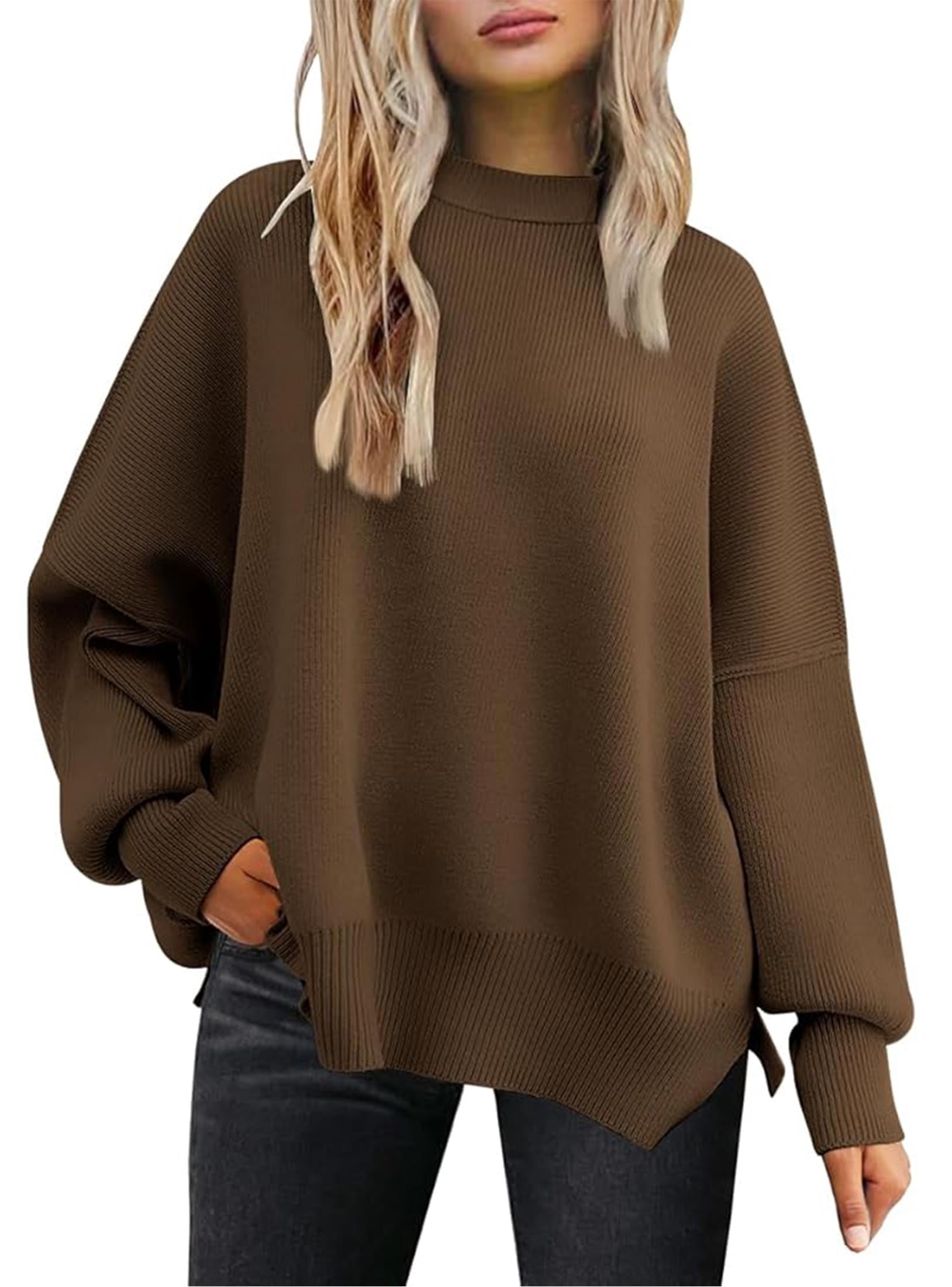SUNBS Oversized Sweaters for Women Winter Crewneck Pullover - Cozy Knit ...