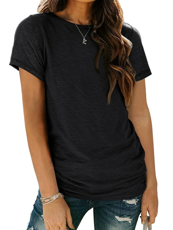 cfhntfmh Crop Tops for Women Summer Casual Short Sleeve Slim T-Shirts ...