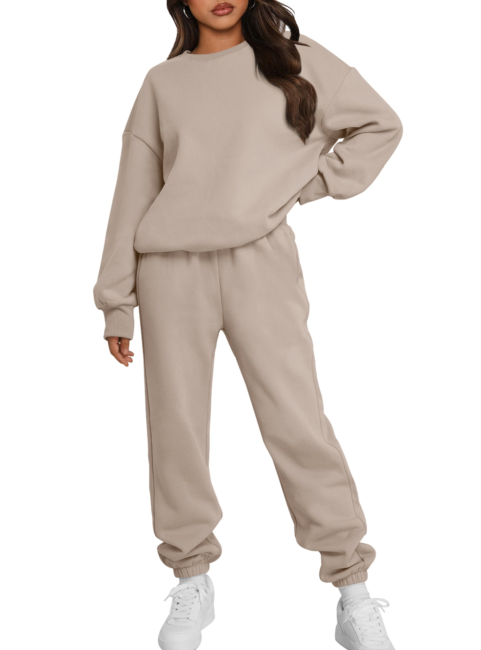SUNBS Sweatsuits Women 2 Piece Outfits Two Piece Crewneck Sweatshirts ...