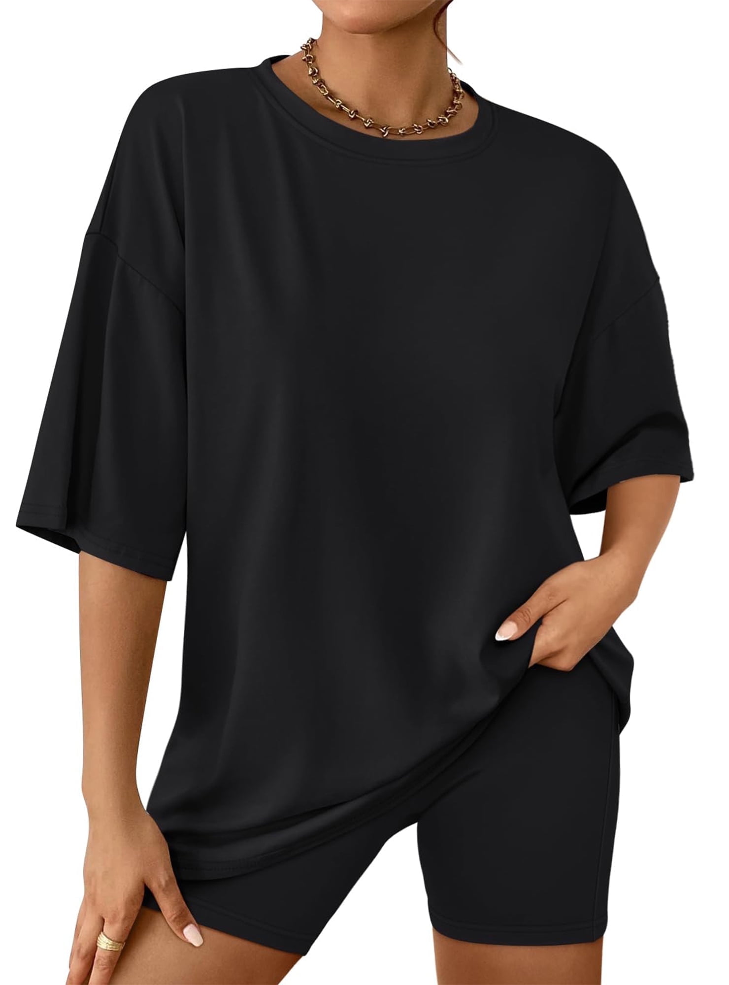 SUNBS 2 Piece Outfit for Women Lounge Sets Oversized Tshirts Matching ...