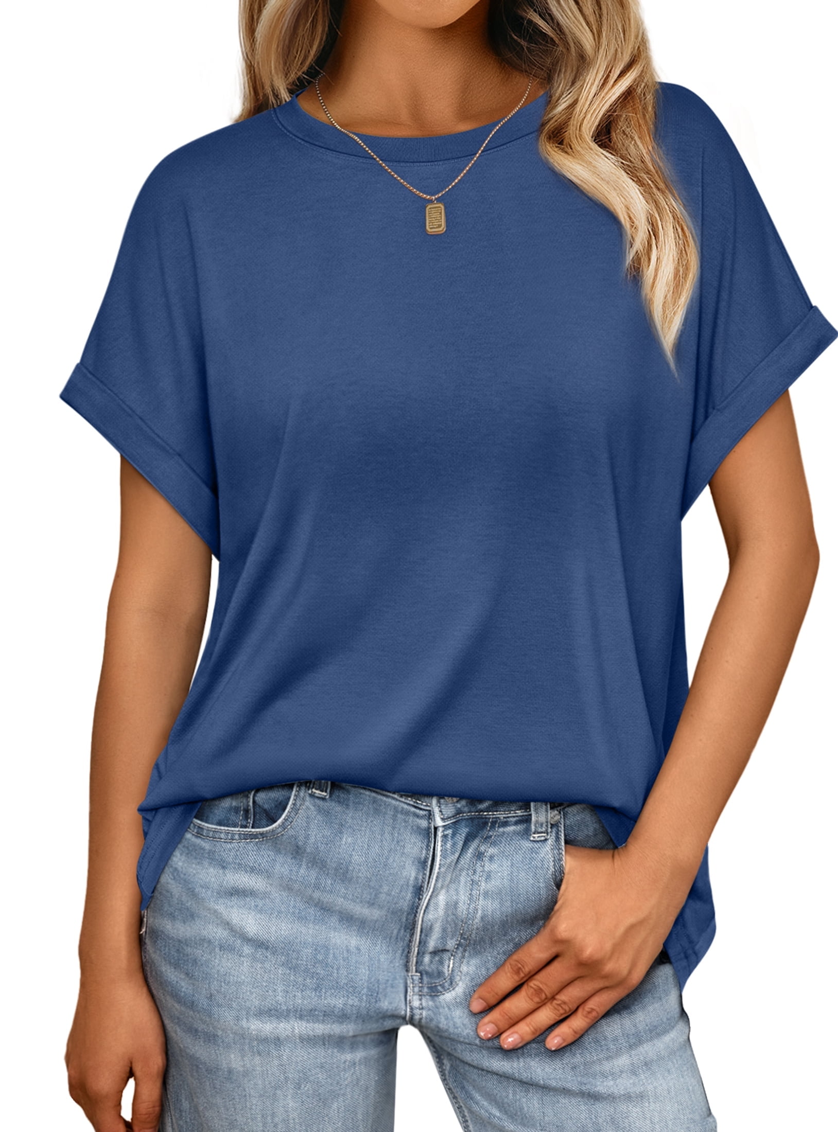 SUNBS Women's Oversized Tops Business Casual Short Sleeve T-Shirt ...