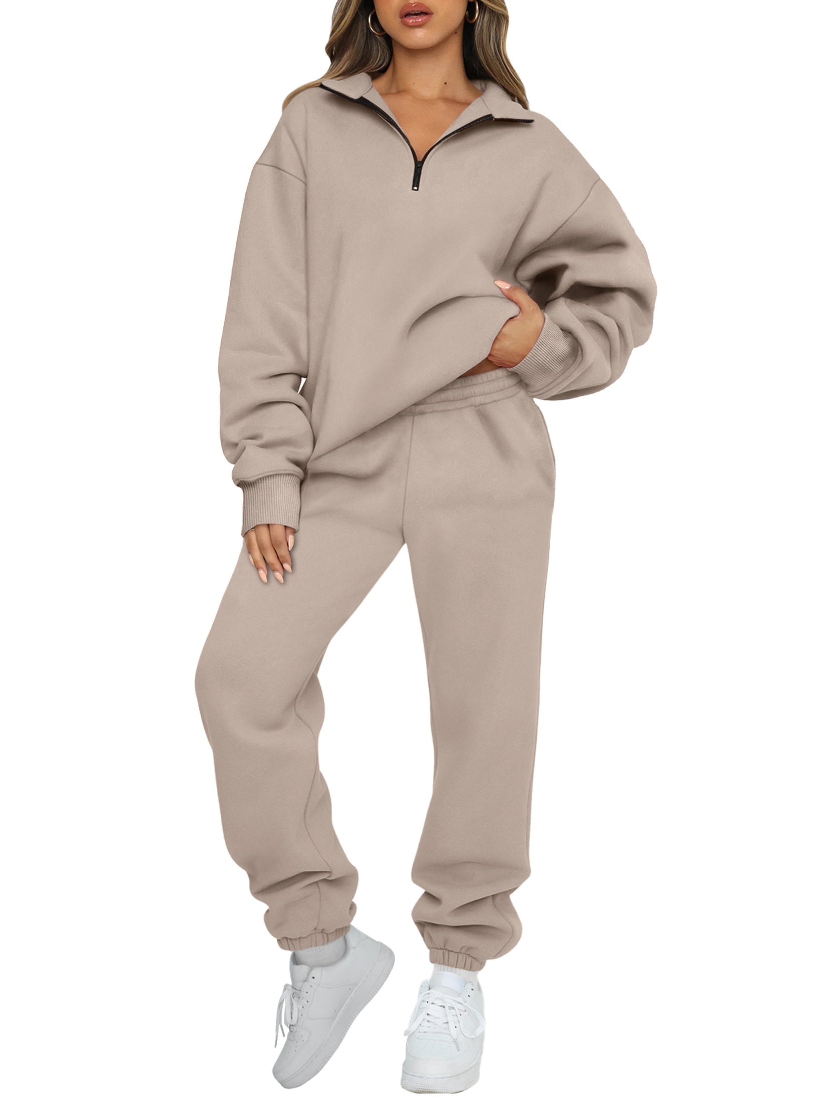 SUNBS Women's Sweatsuit 2P Set, Half Zip Pullover, Pockets - Walmart.com