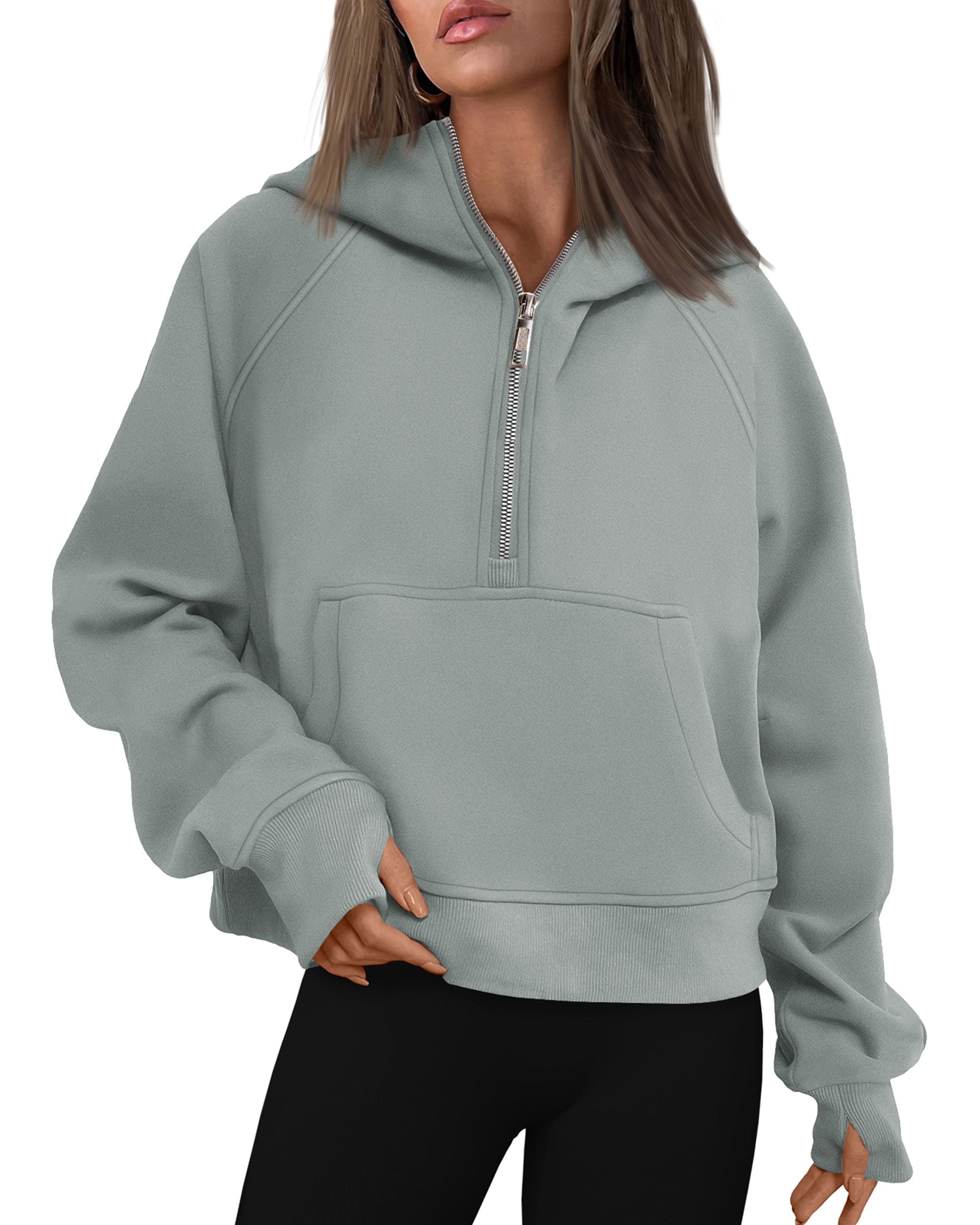 SUNBS Womens Hoodie Half Zip Pullover Oversized Hoodies Y2k Sweatshirts ...