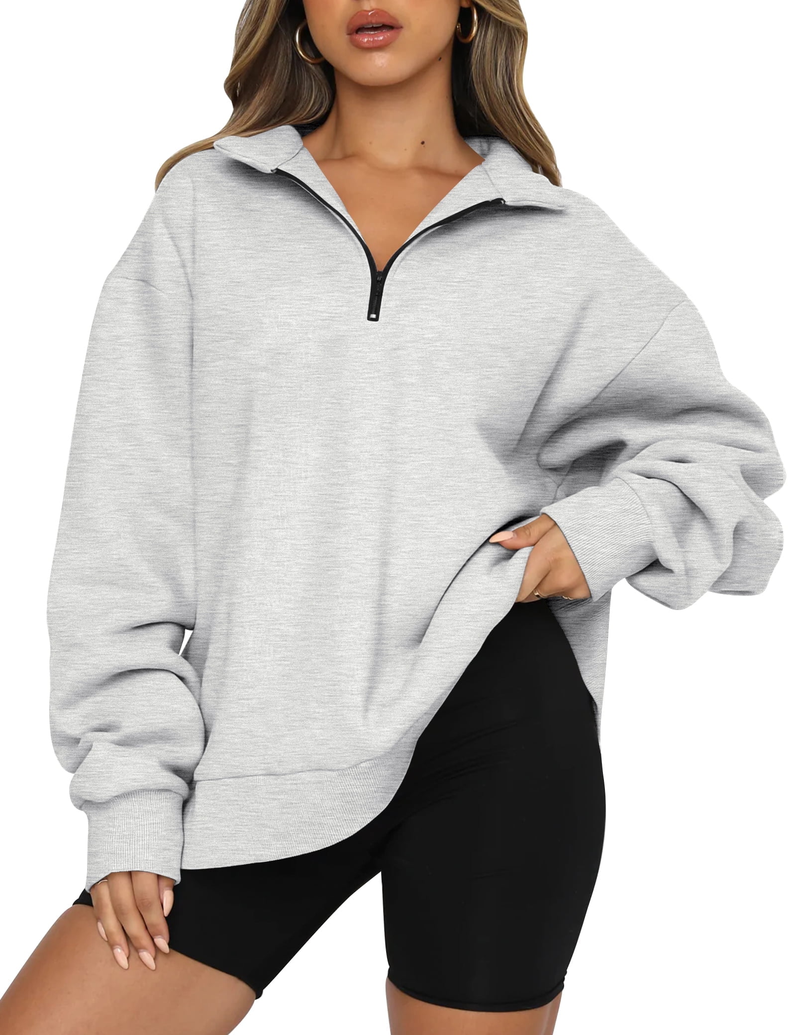 SUNBS Womens Oversized Sweatshirts Half Zip Pullover Fall Fashion ...