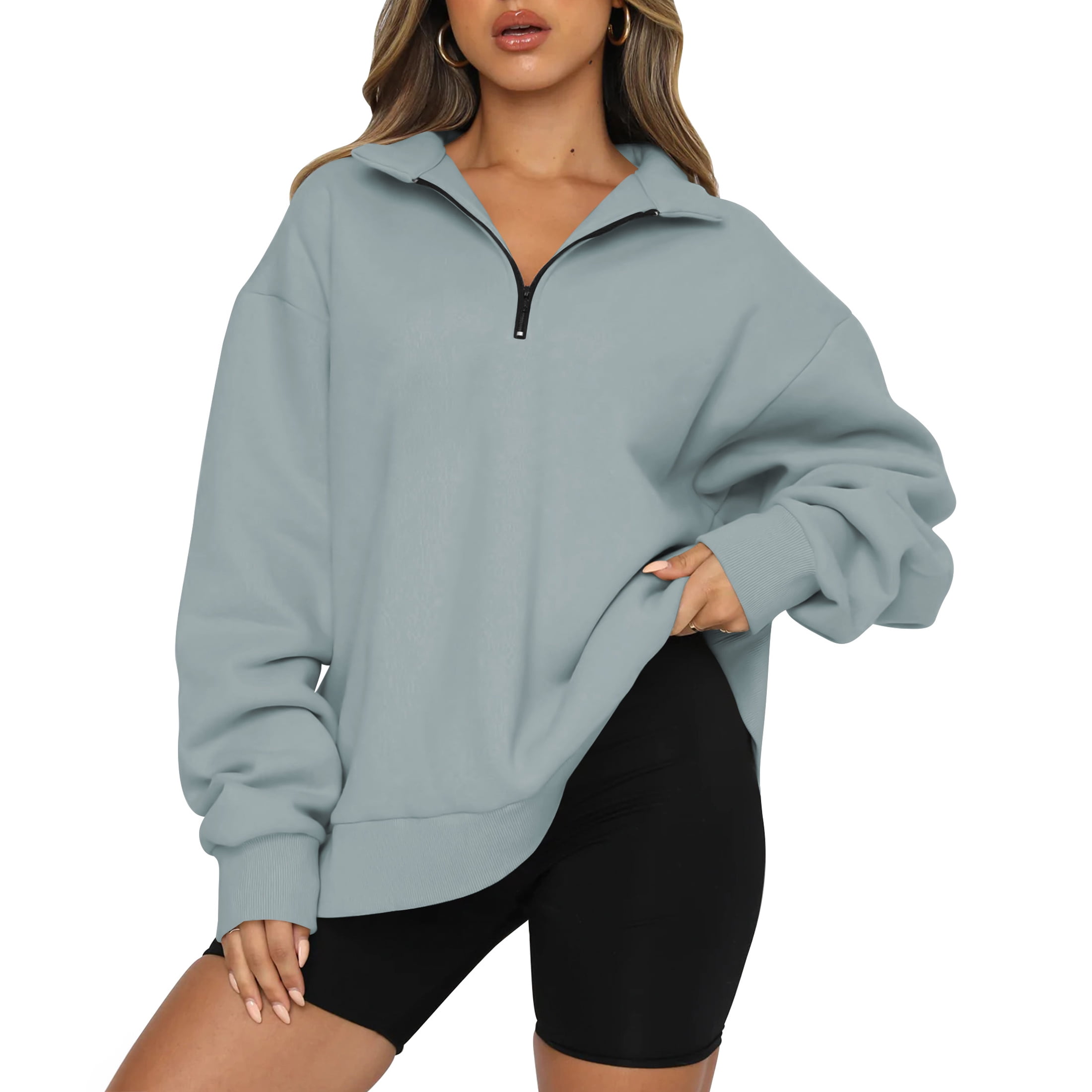 SUNBS Womens Oversized Sweatshirts Half Zip Pullover Fall Fashion ...