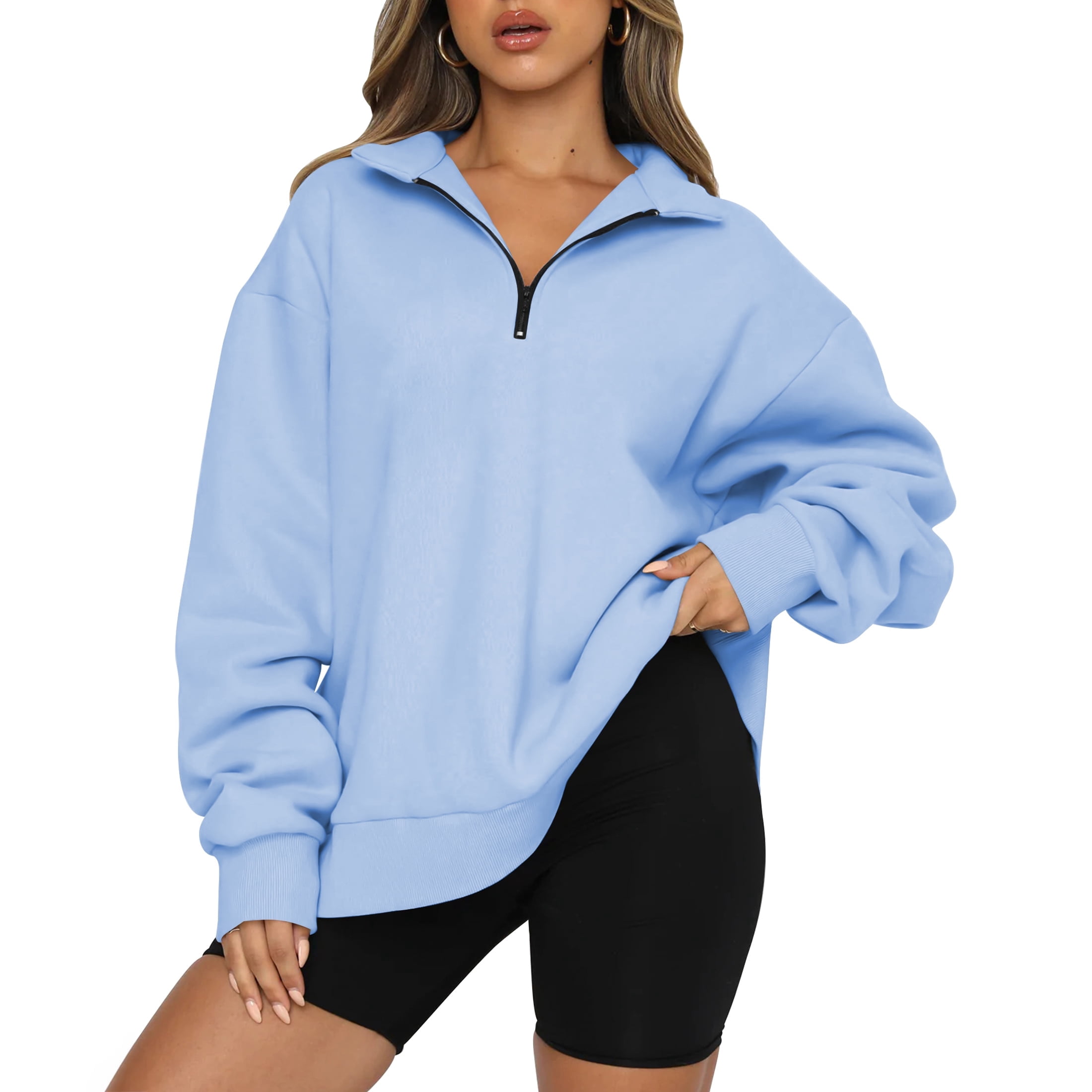 SUNBS Womens Oversized Sweatshirts Half Zip Pullover Fall Fashion ...
