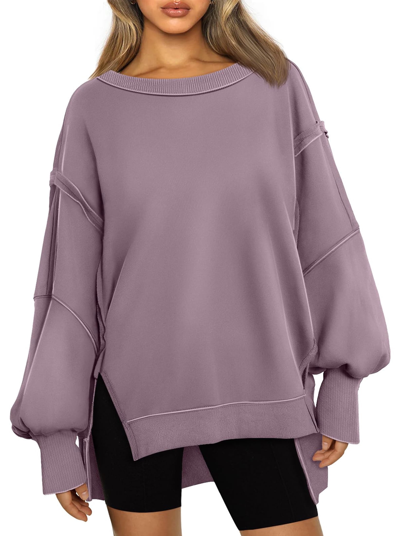 SUNBS Womens Oversized Crewneck Sweatshirt Hoodies Casual Long Sleeve ...