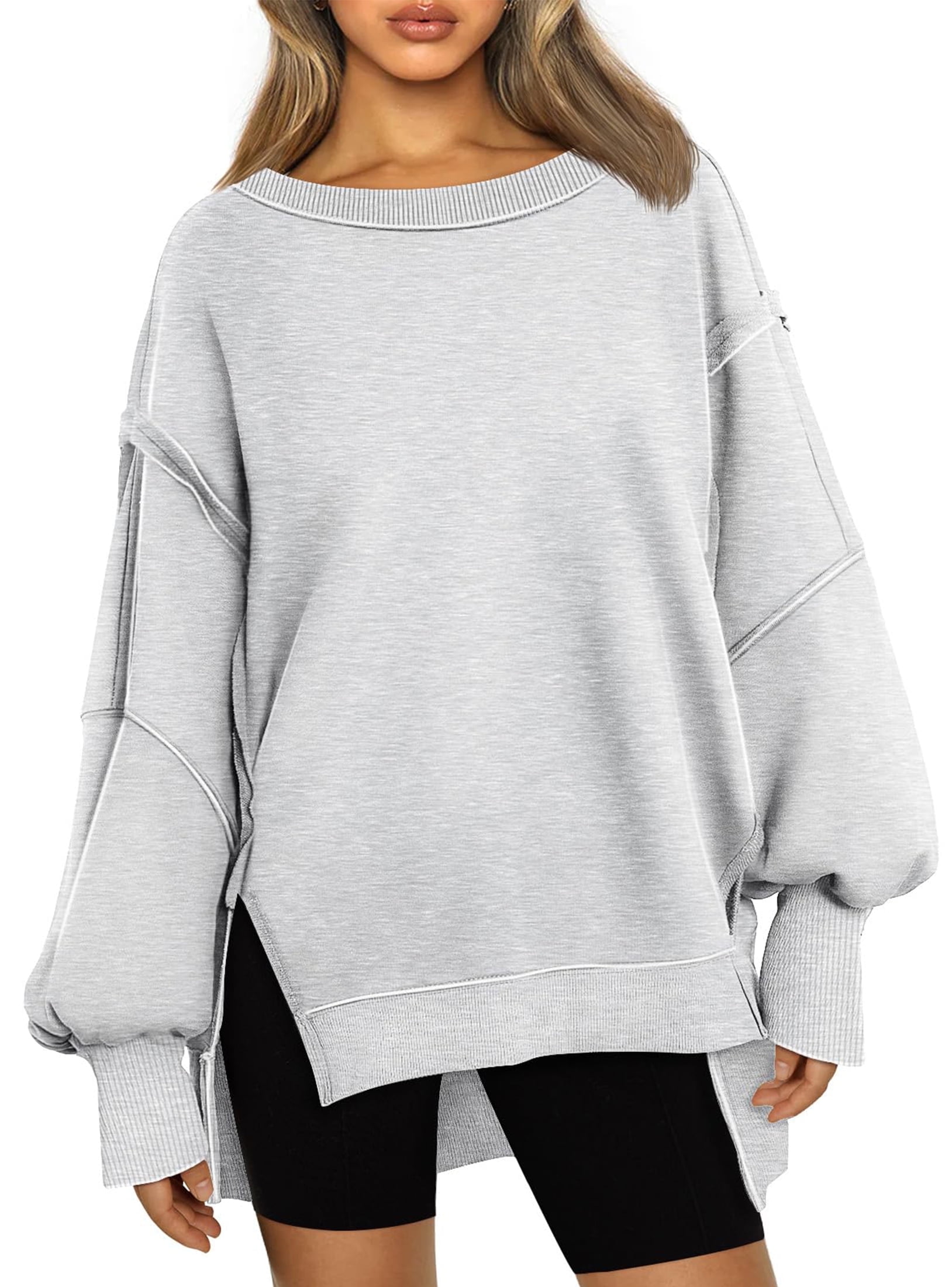 SUNBS Womens Oversized Crewneck Sweatshirt Hoodies Casual Long Sleeve ...