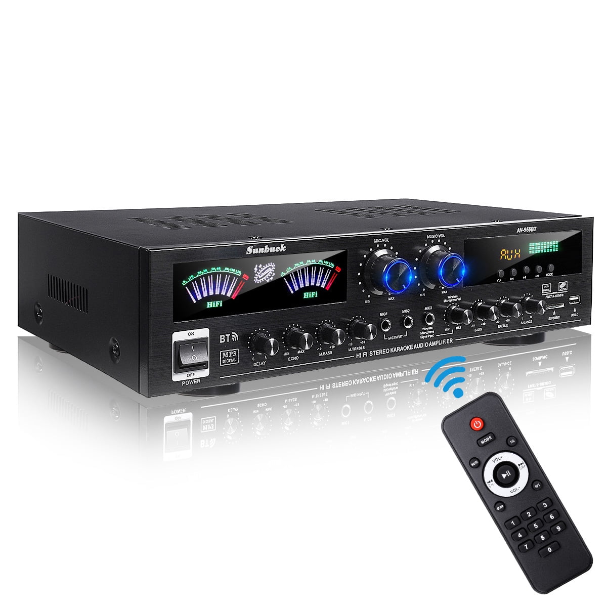 SUNBUCK AV555BT 4000W Amplifier with Bluetooth, LED, Mic Support, FM ...
