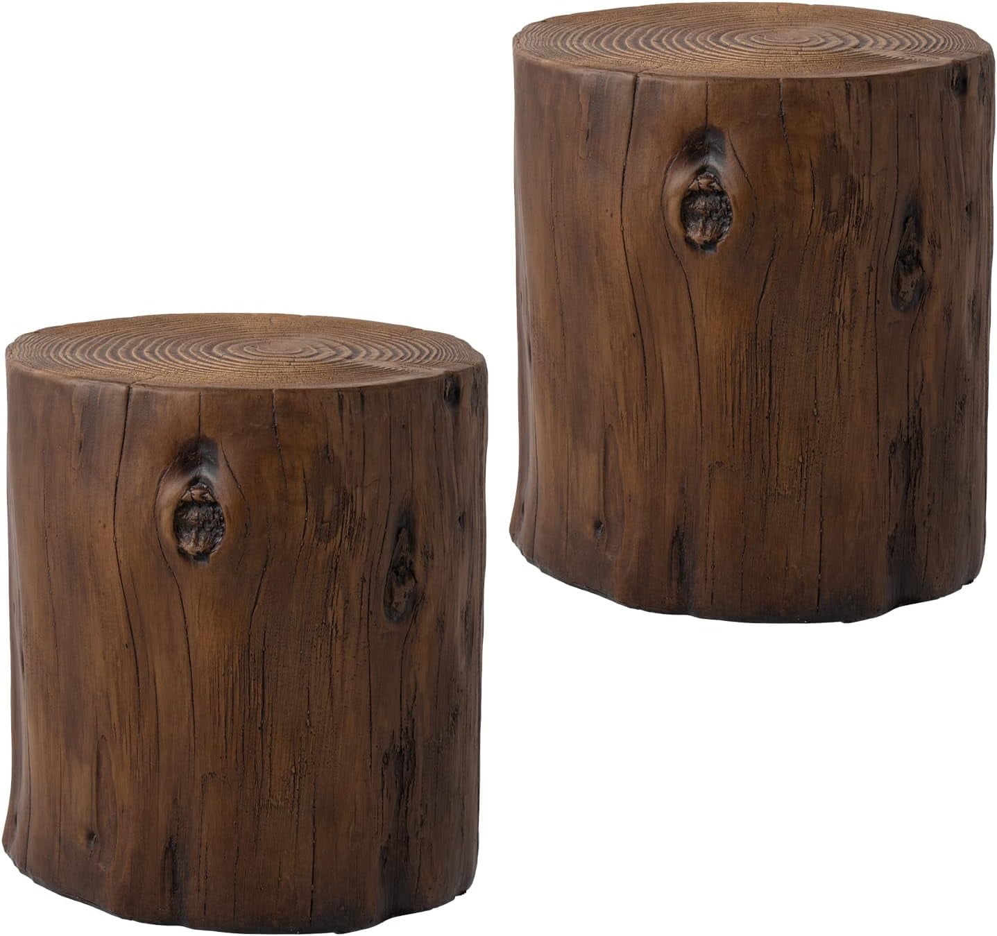 SUNBURY 15" W Stump Side Table Set of 2, Concrete Side Table Garden ...