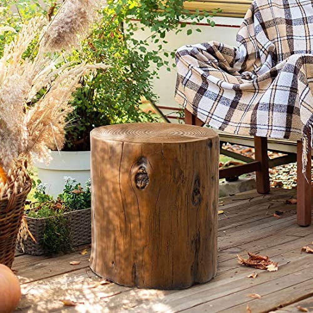 SUNBURY 15" W Stump Side Table Set of 2, Concrete Side Table Garden ...