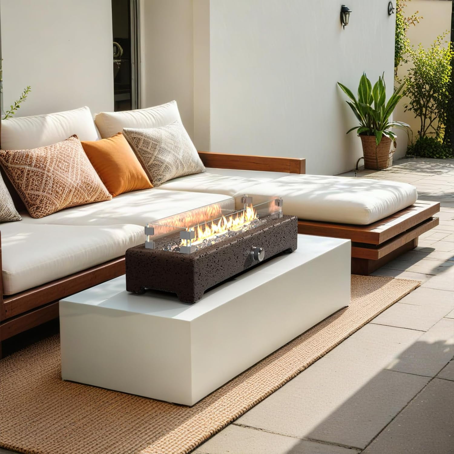 SUNBURY 28 inch Table Top Propane Fire Pit, 40,000 BTU Tabletop Firepit ...