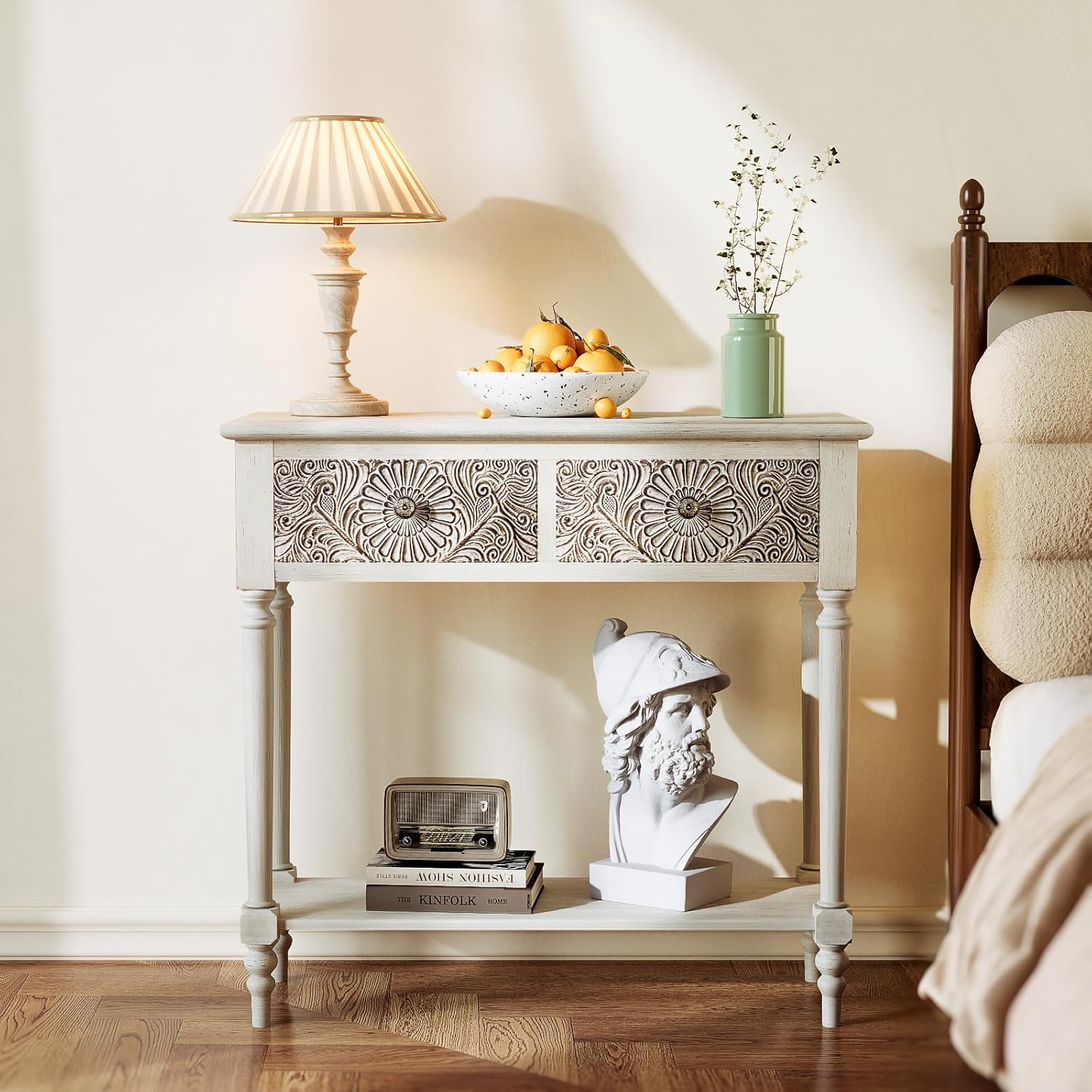 SUNBURY 31.5" W Vintage Console Table with 2 Drawers, Small Entryway ...