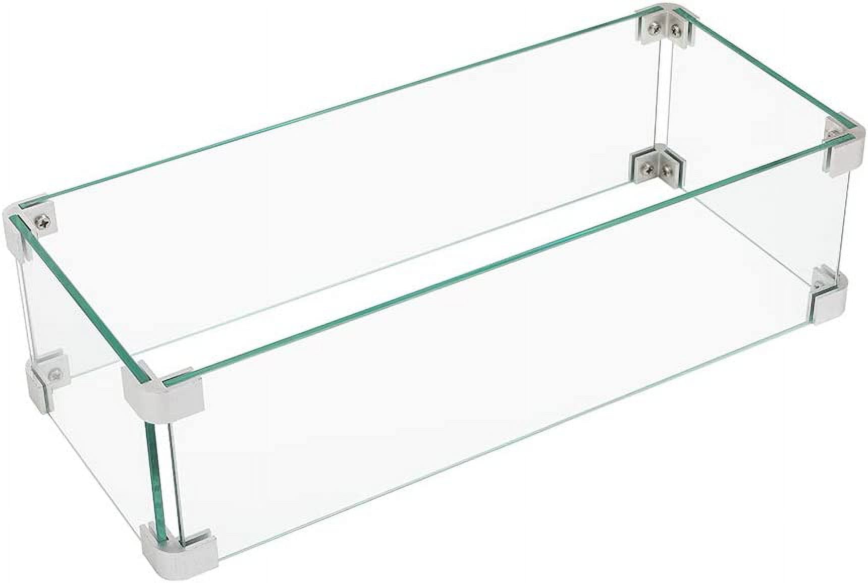 SUNBURY Glass Wind Guard Fence, 36 x 10 x 5.5 Inch Rectangle Fire Table ...