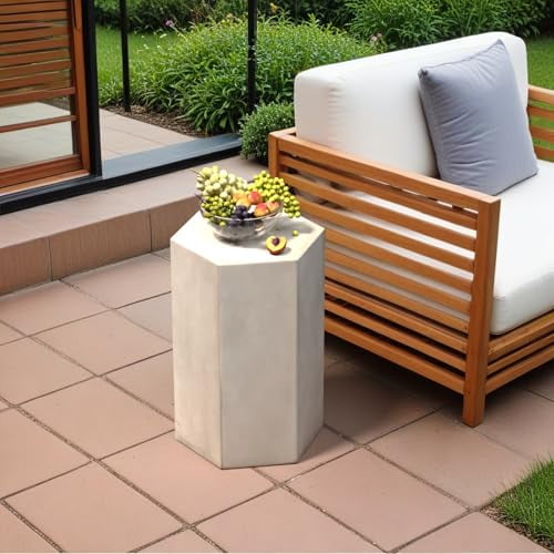SUNBURY Indoor Outdoor Concrete Side Table, Outdoor End Tables for ...