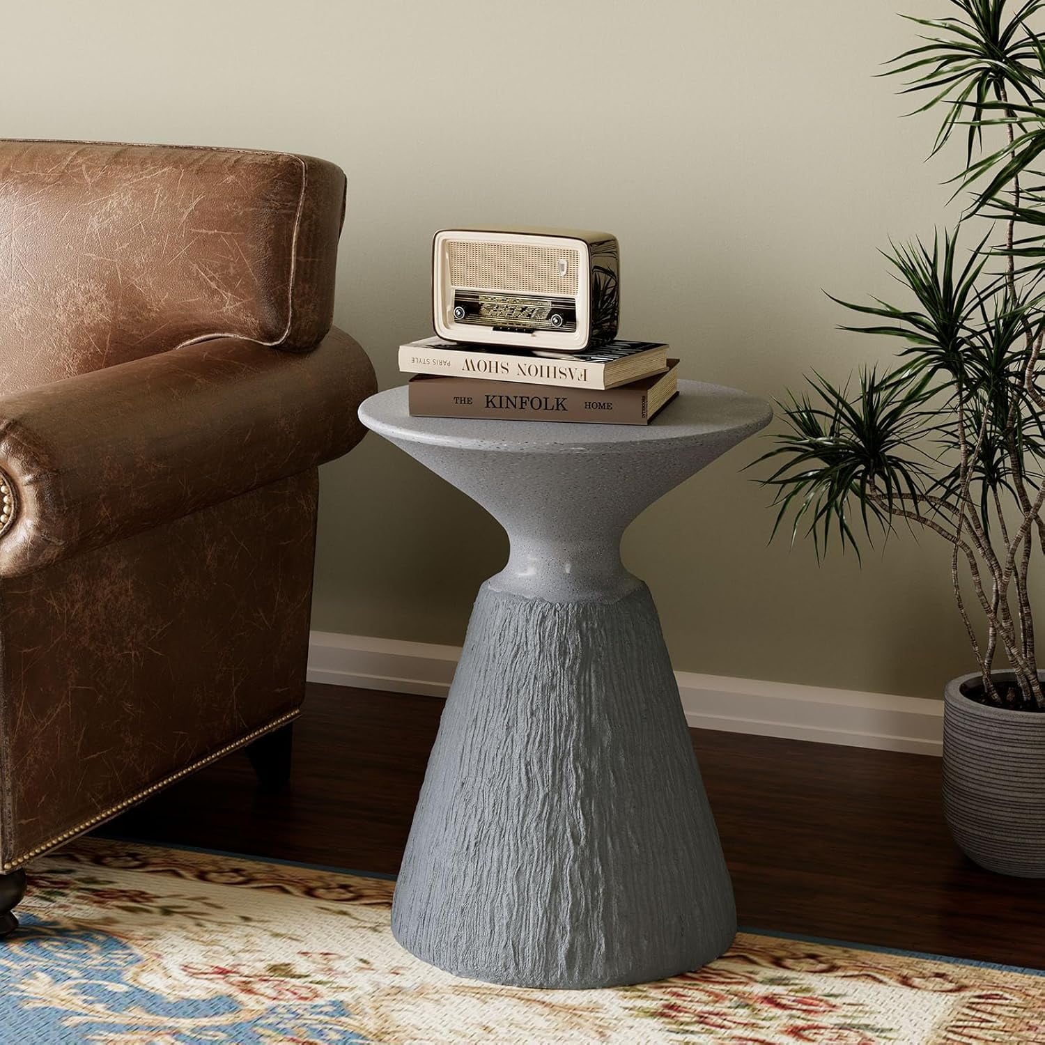 SUNBURY Outdoor Side Table, Round Concrete Side Table, Mushroom Side ...