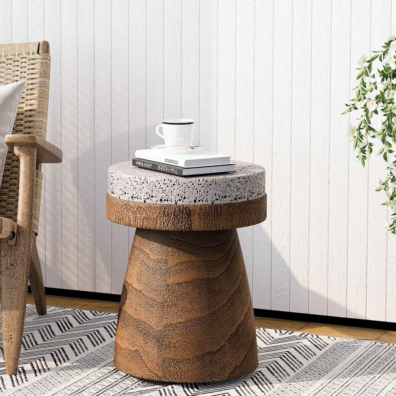 SUNBURY Outdoor Side Table, 14" Small Outdoor End Table, Graphite ...