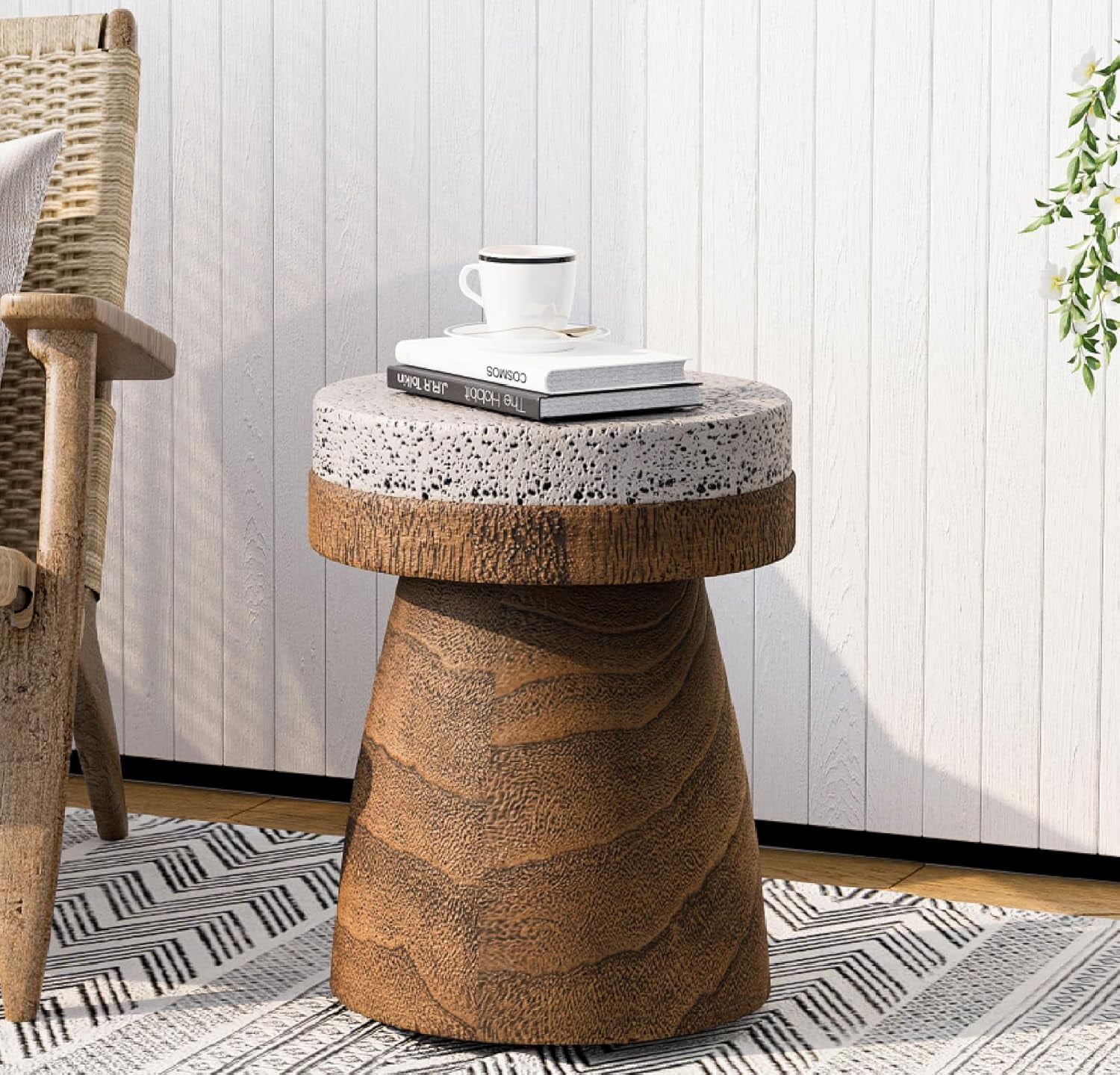 SUNBURY Outdoor Side Table, 14" Small Outdoor End Table, Graphite ...