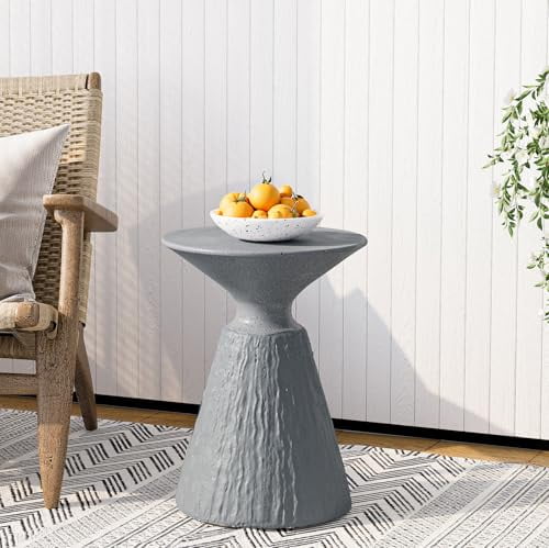 SUNBURY Outdoor Side Table, Round Concrete Side Table, Mushroom Side ...