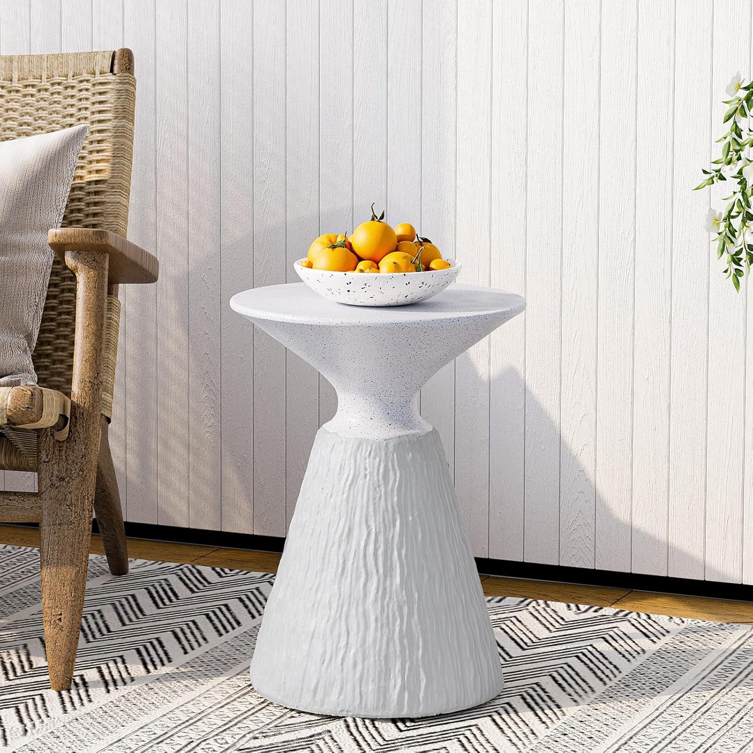 SUNBURY Outdoor Side Table, Round Concrete Side Table, Mushroom Side ...