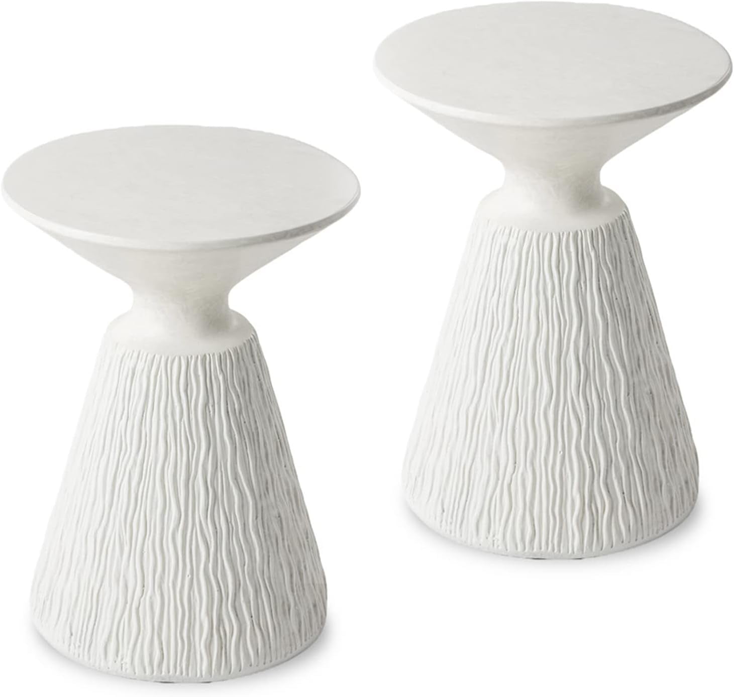 SUNBURY White Outdoor Side Table, Concrete Side Table Set of 2 ...