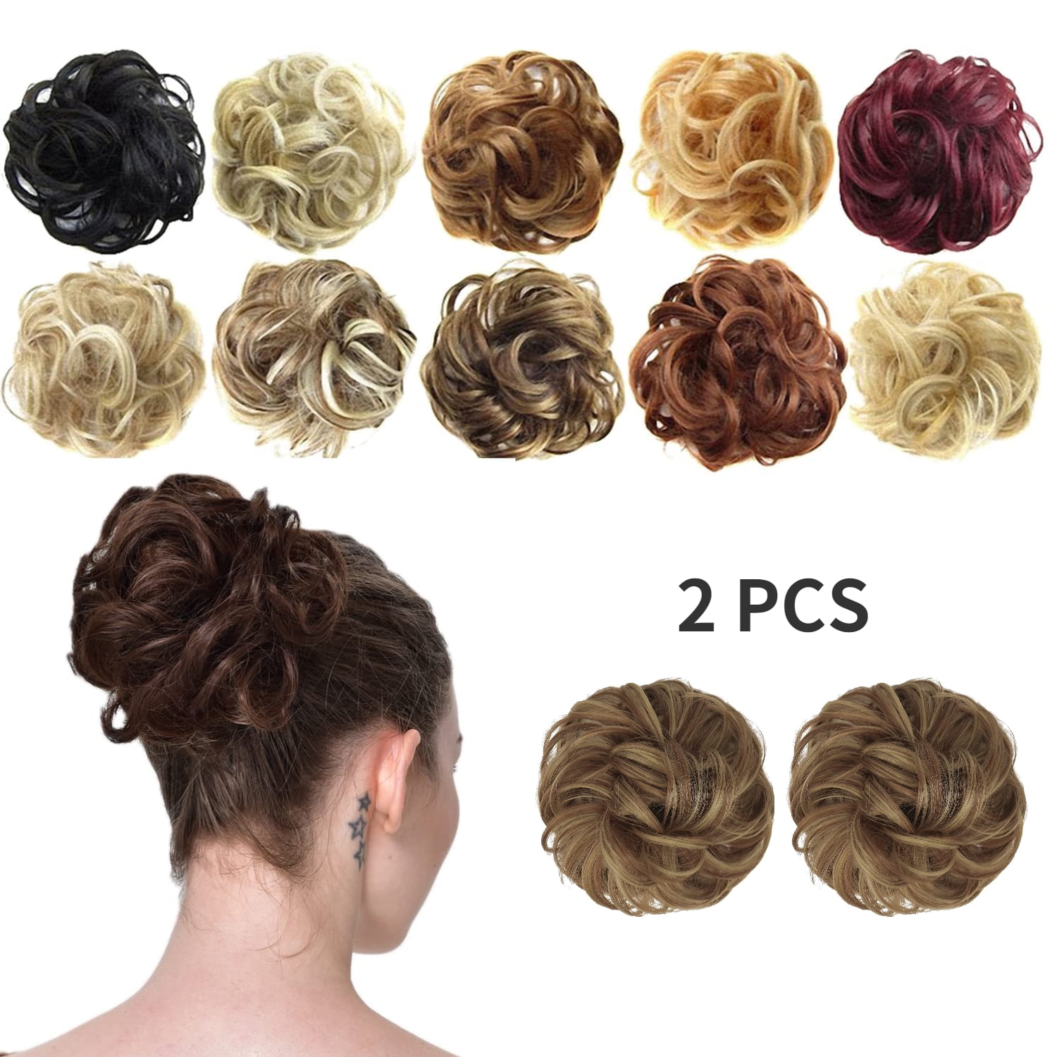 SUNCHARM Messy Bun Hair Piece Hair Bun Scrunchies Synthetic Wavy Curly ...