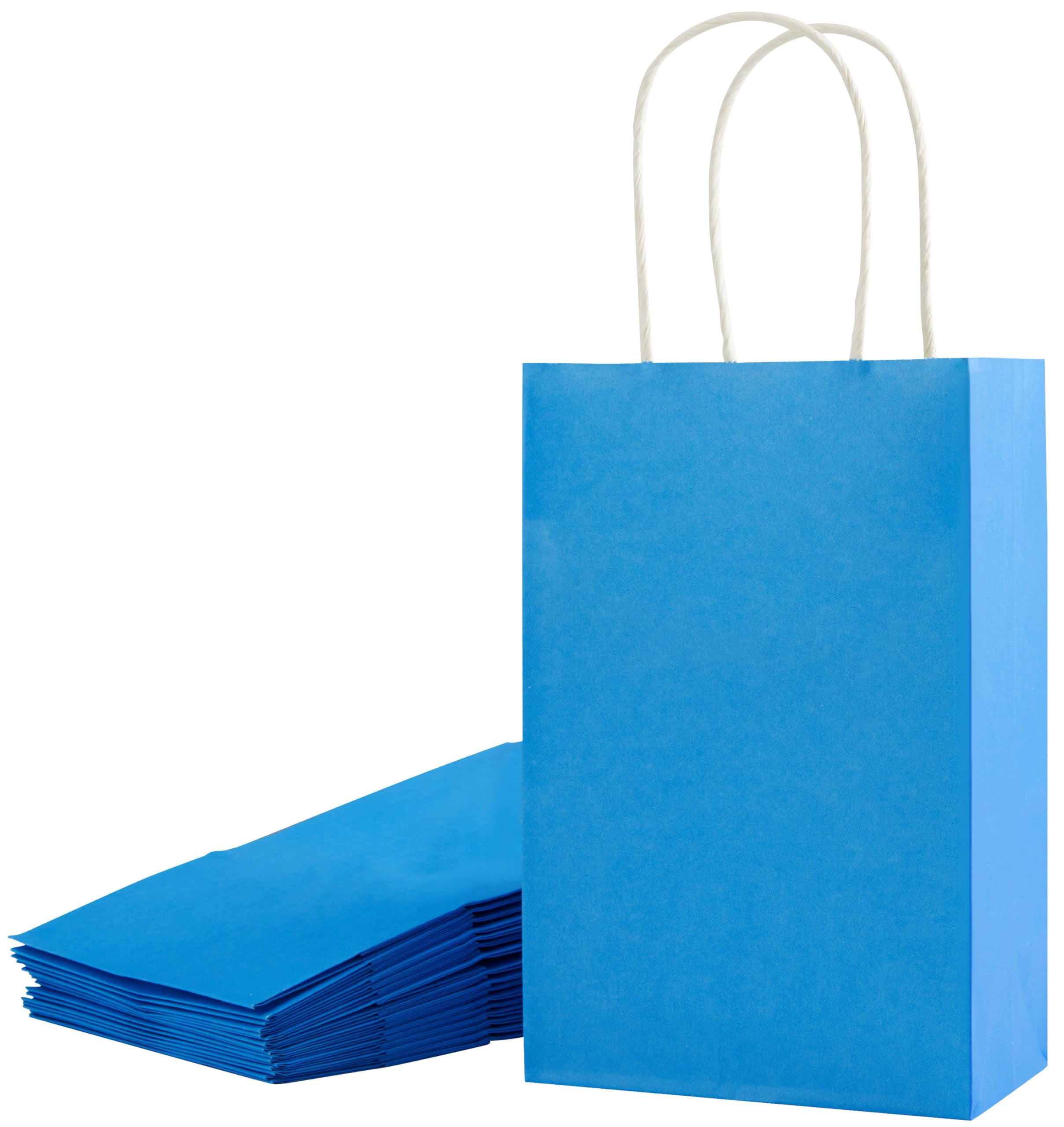 SUNCOLOR 12-Pack Blue Gift VTF5 Bags with Handles - 8" Recyclable Small ...