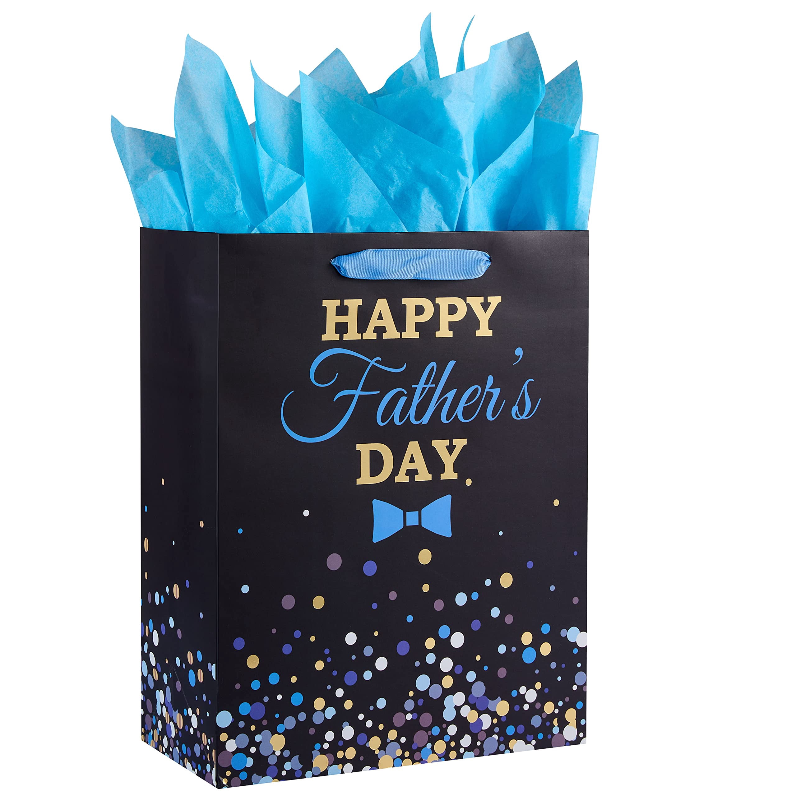 SUNCOLOR 13" Large Father's Day Gift Bag With Tissue Paper(HAPPY FATHER ...