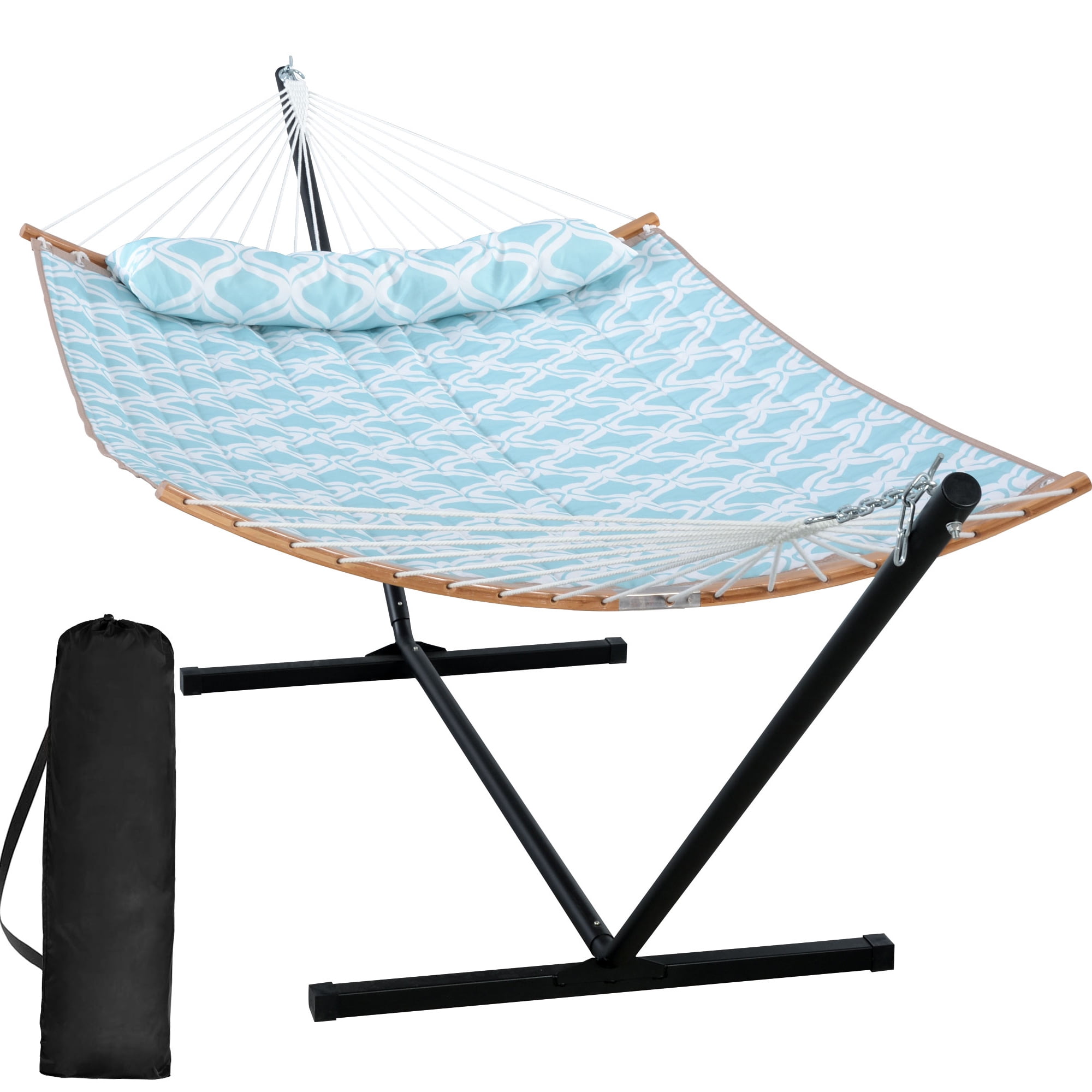 SUNCREAT Portable 2 Person Outdoor Hammock with Curved Spreader Bar ...