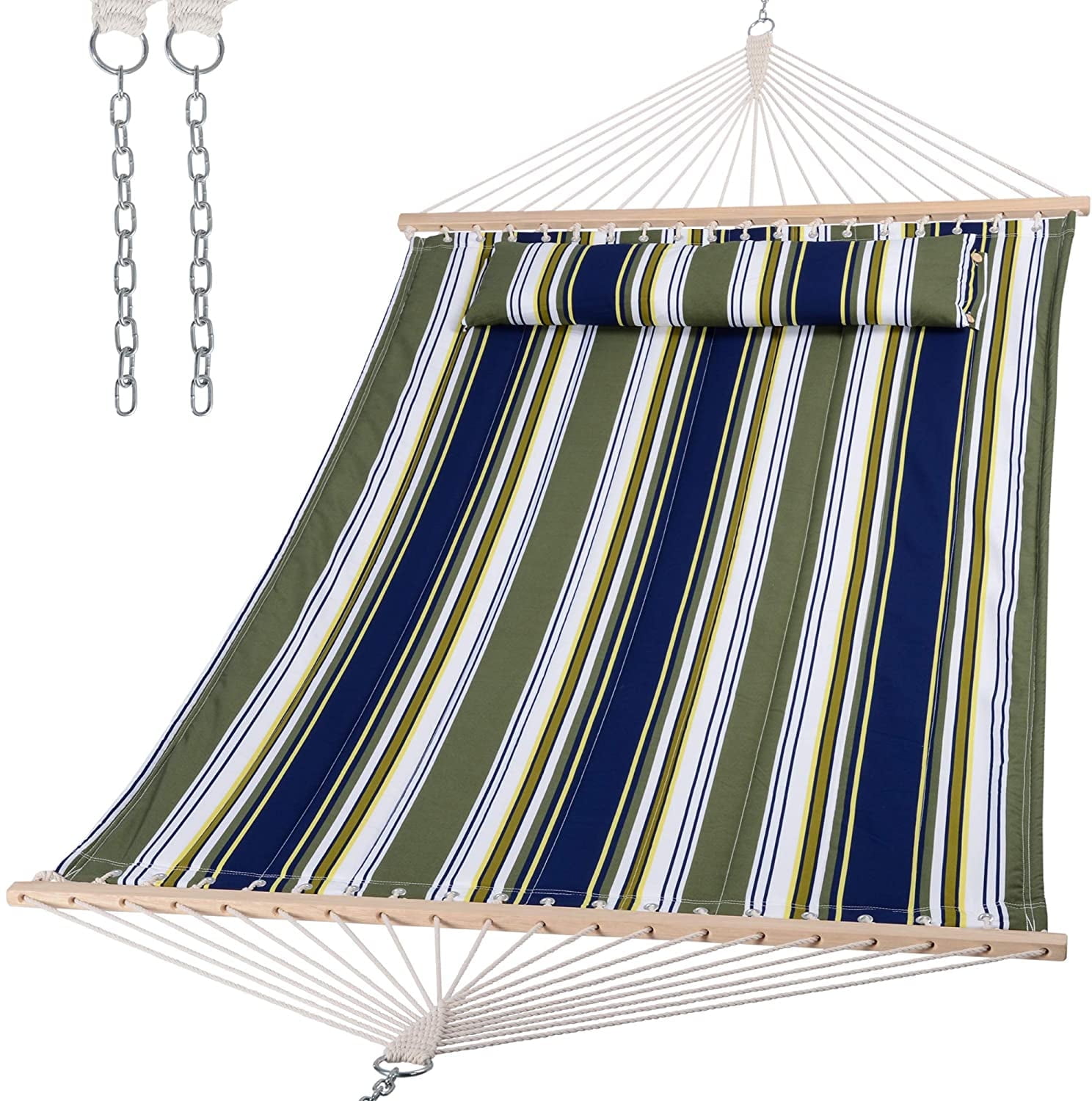 SUNCREAT Double Cotton Hammocks 2 Person with Extra Large Pillow ...